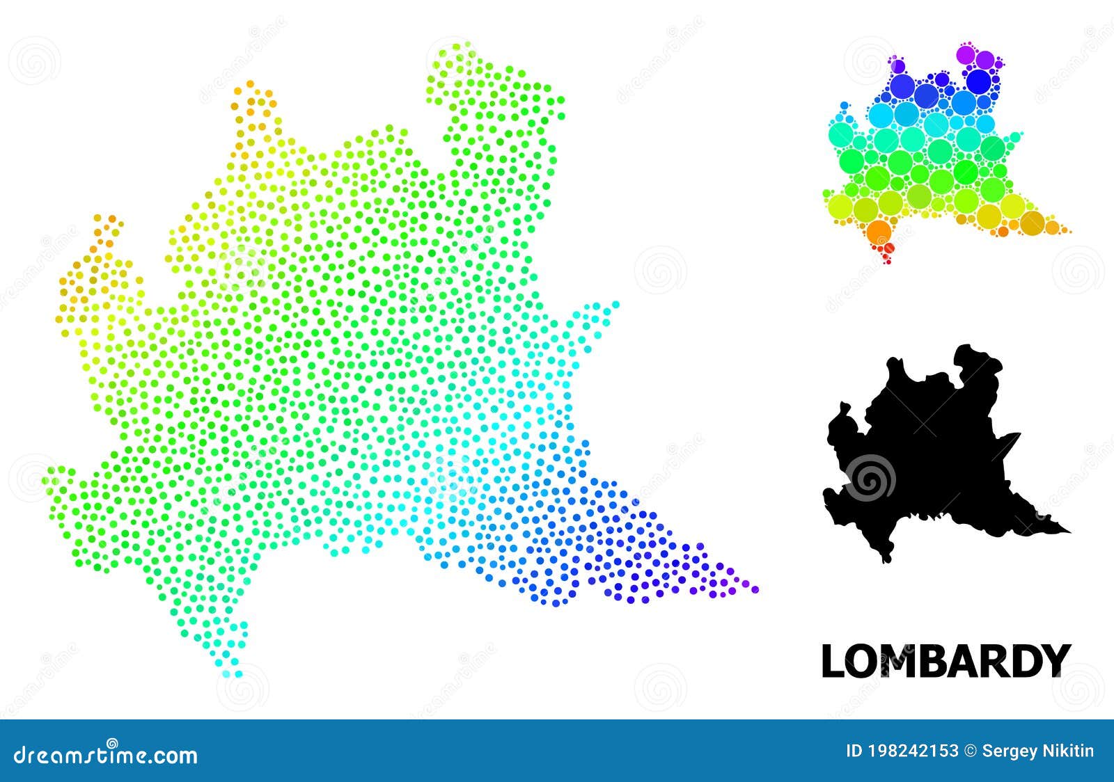 Vector Spectrum Gradient Dotted Map of Lombardy Region Stock Vector ...