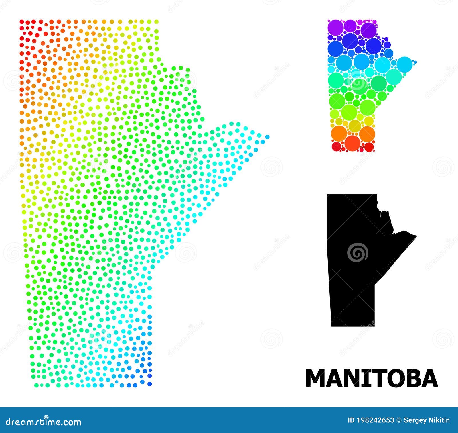 Vector Spectrum Gradient Dotted Map Of Manitoba Province ...