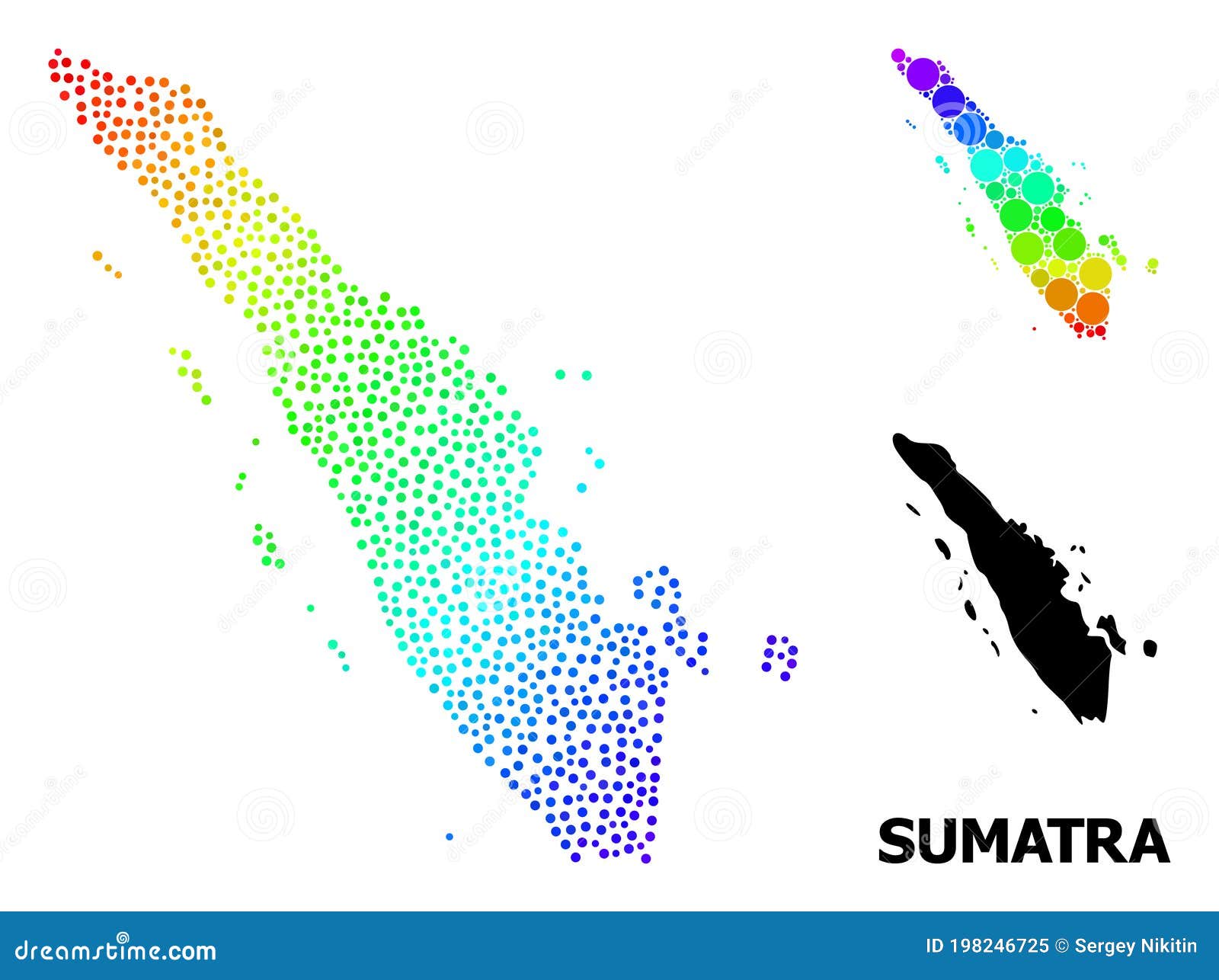 Vector Spectrum Gradient Dotted Map of Sumatra Island Stock Vector ...