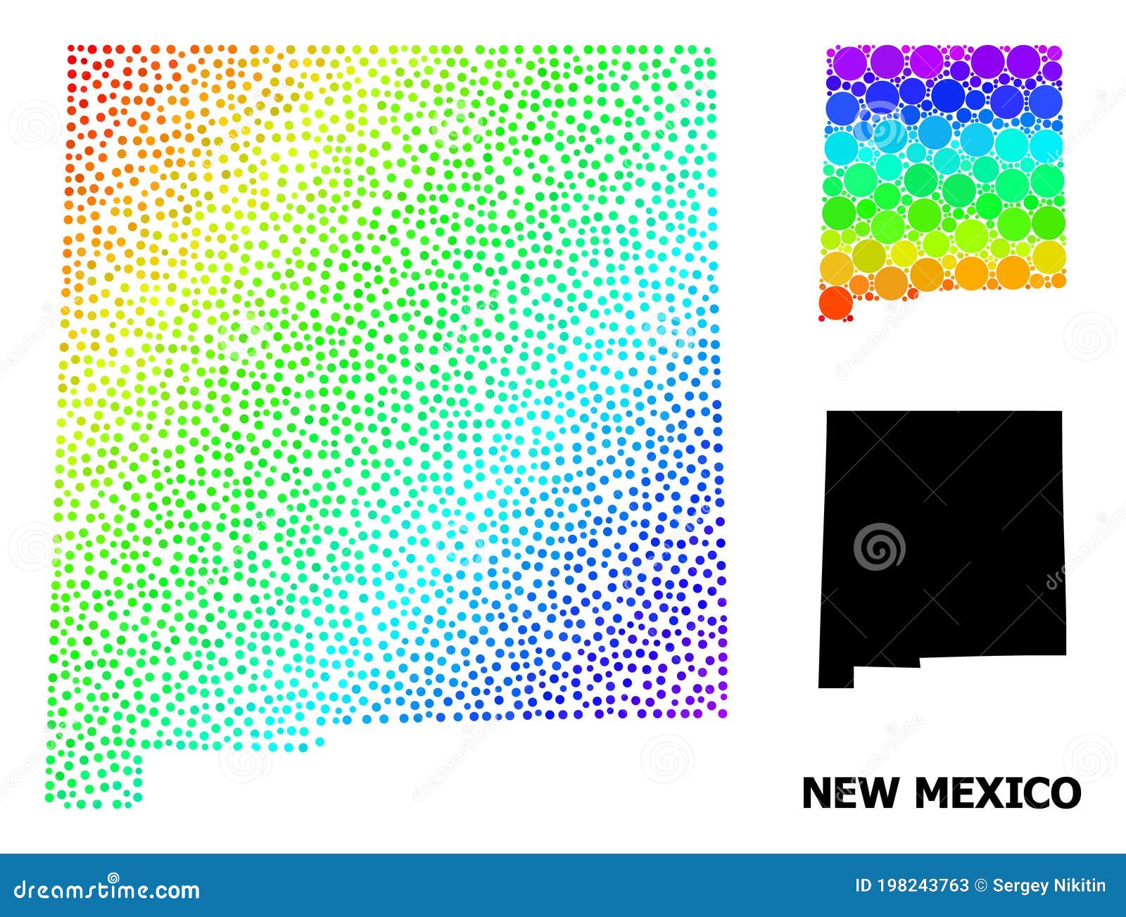 Vector Spectrum Gradient Pixel Map of New Mexico State Stock Vector ...