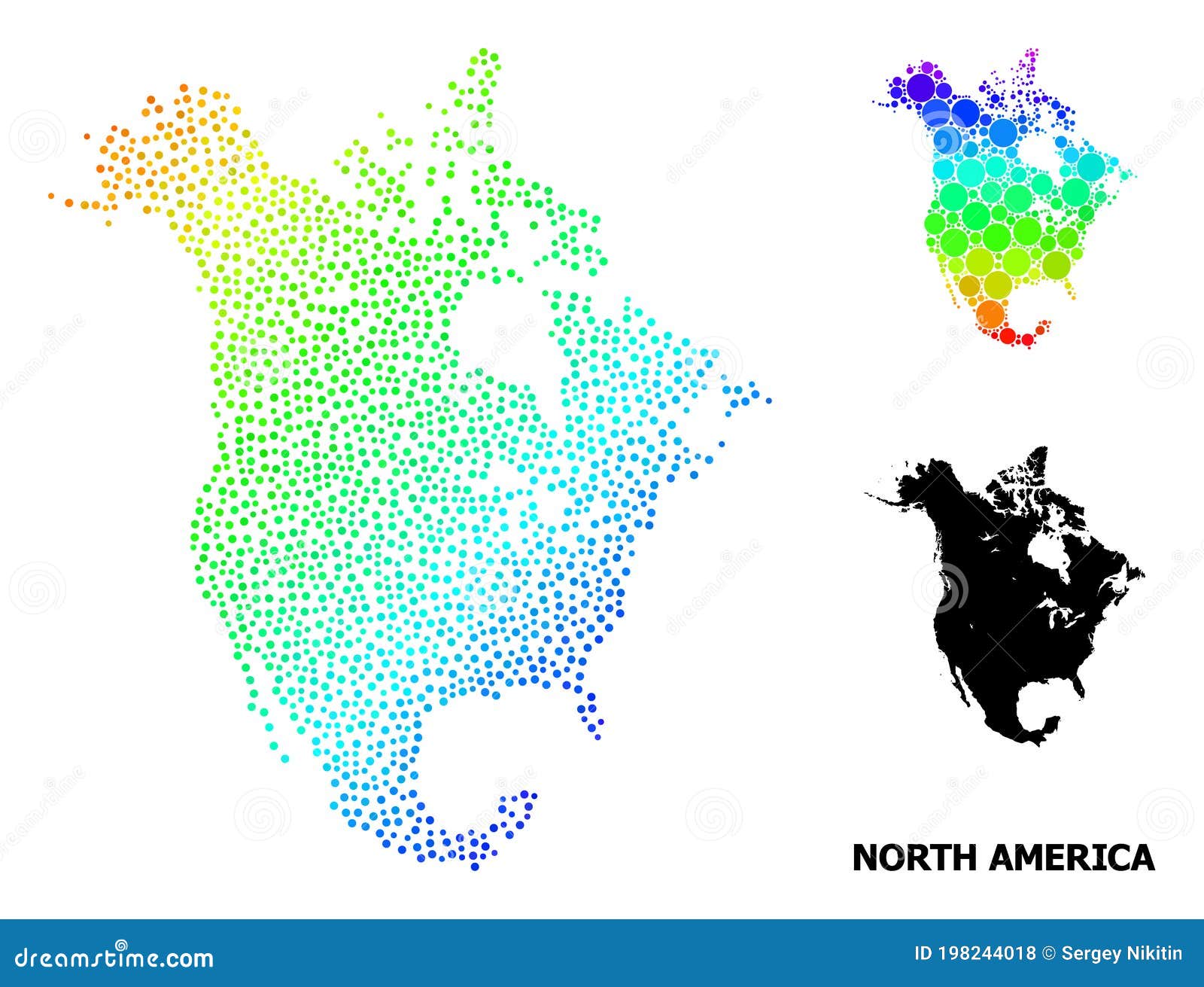 Vector Spectrum Gradient Pixel Map of North America Stock Vector ...