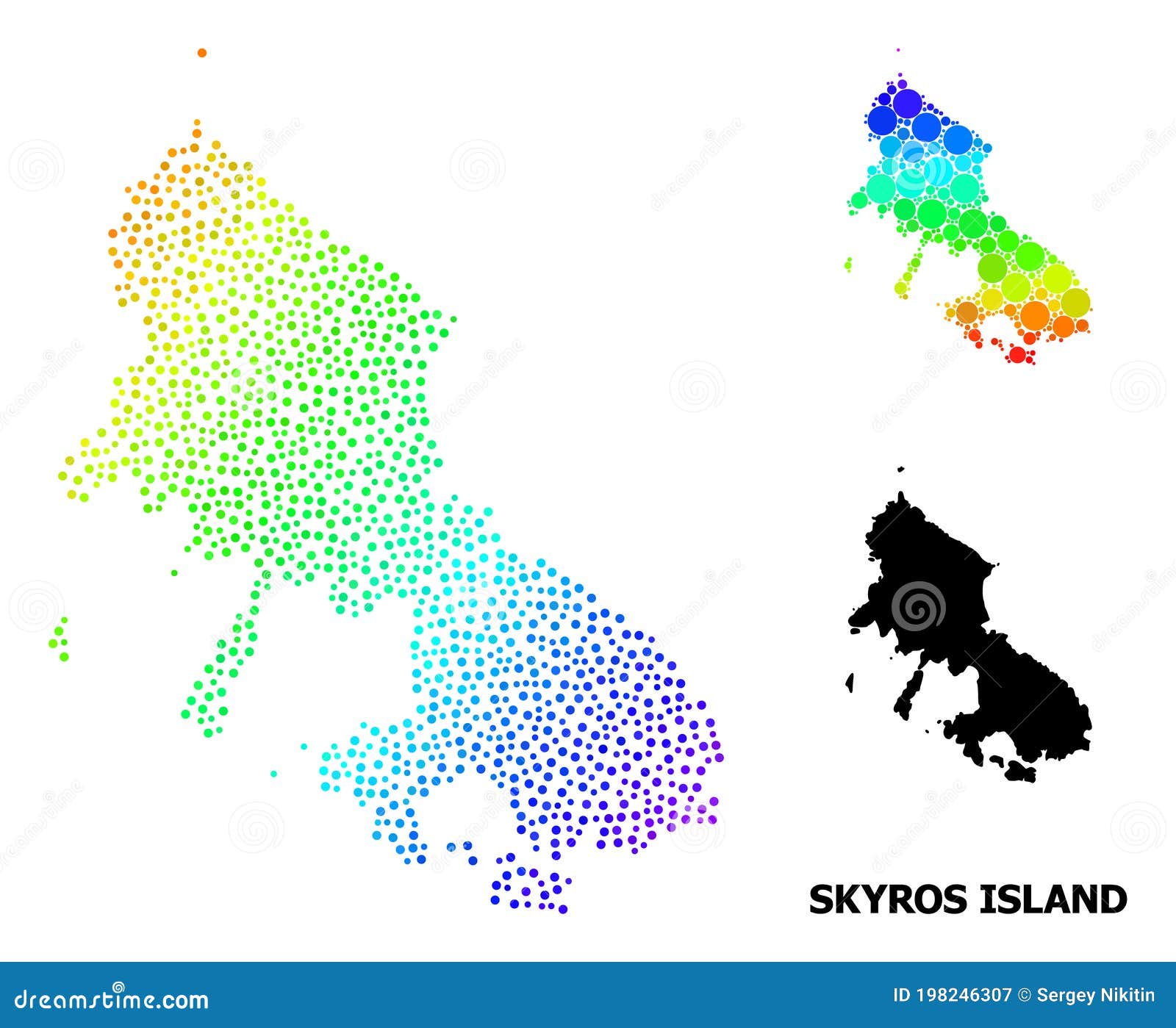 Vector Spectrum Gradient Pixel Map of Skyros Island Stock Vector ...