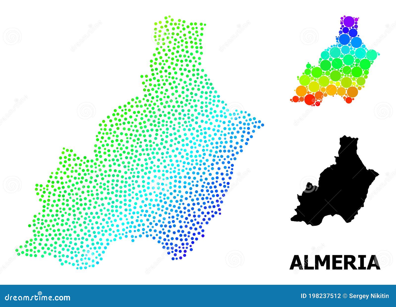 Wire Frame Polygonal Map of Almeria Province with Red Stars Stock ...