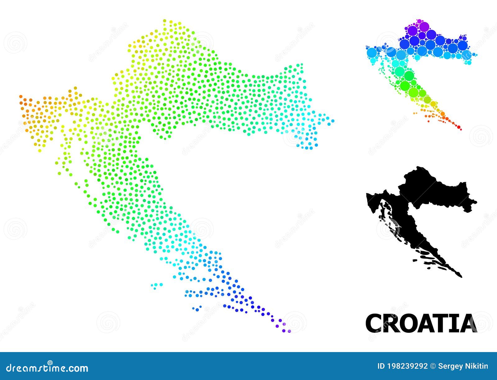 Vector Spectrum Gradient Pixelated Map of Croatia Stock Vector ...