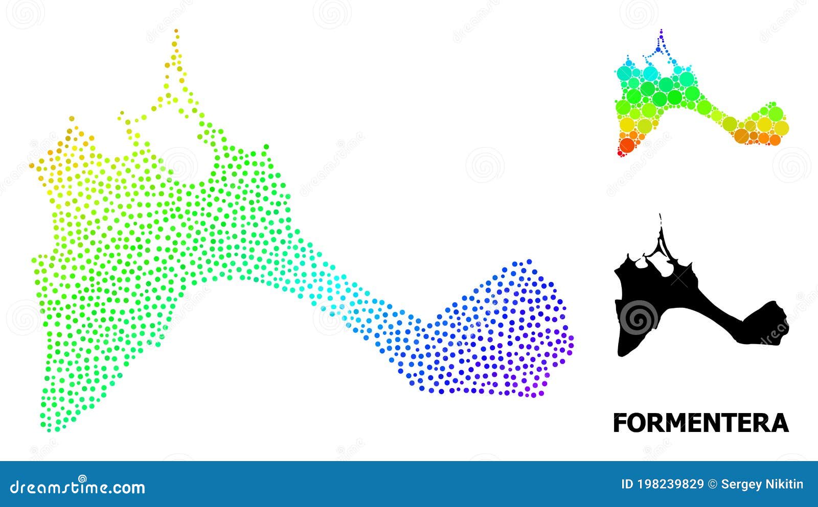 Vector Spectrum Gradient Pixelated Map of Formentera Island Stock ...