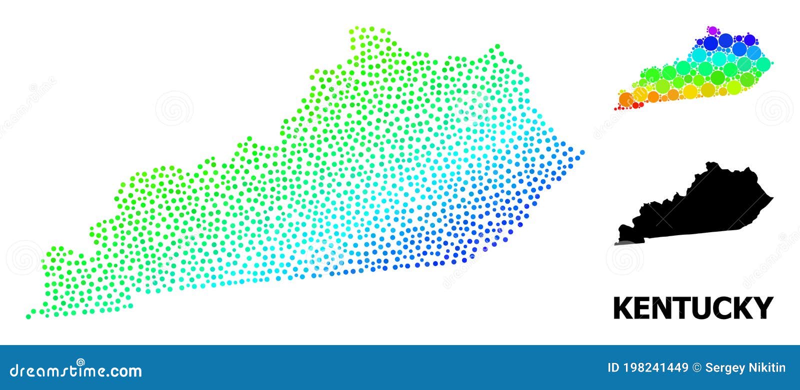 Vector Spectrum Gradient Pixelated Map of Kentucky State Stock Vector ...