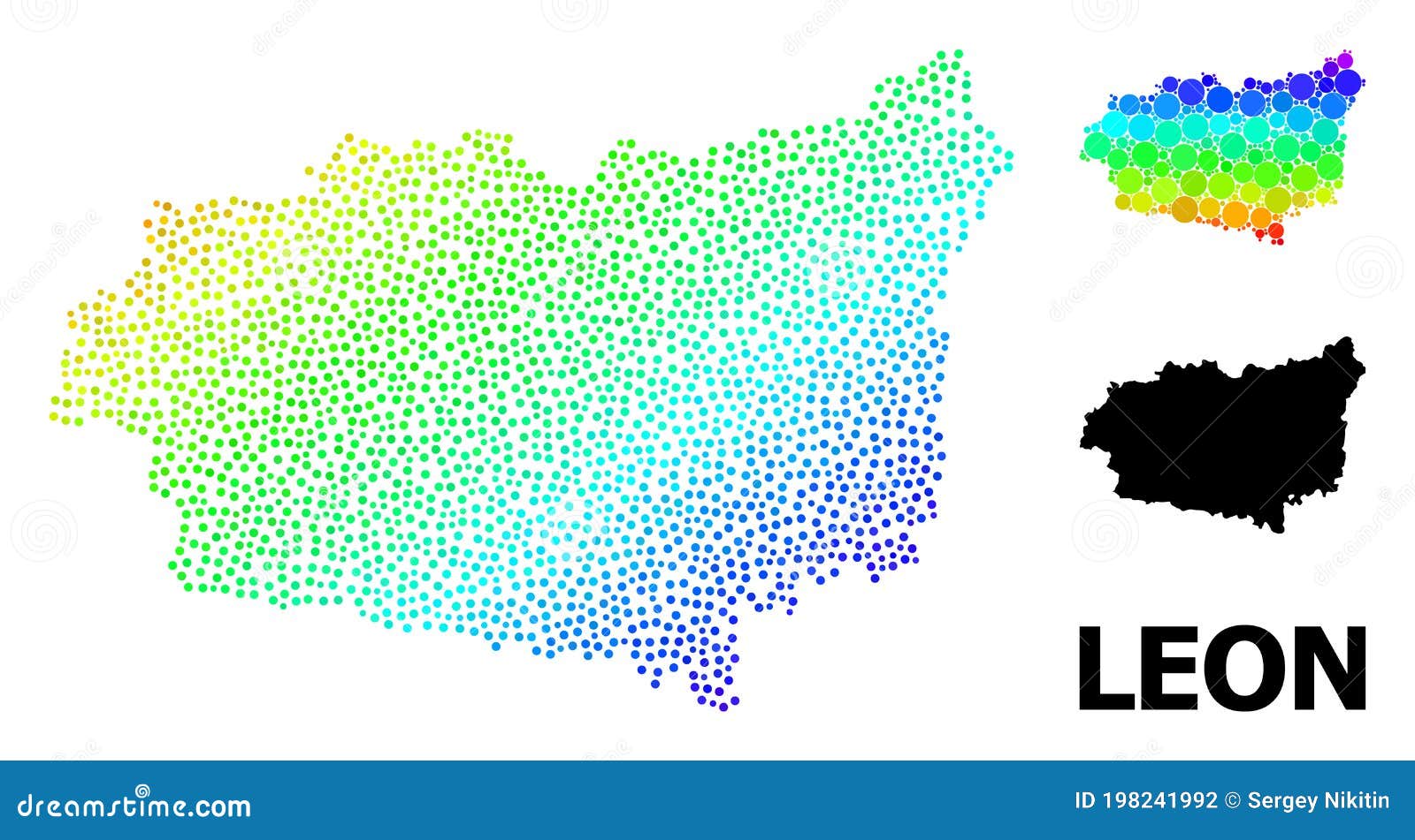 Vector Spectrum Gradient Pixelated Map of Leon Province Stock Vector ...