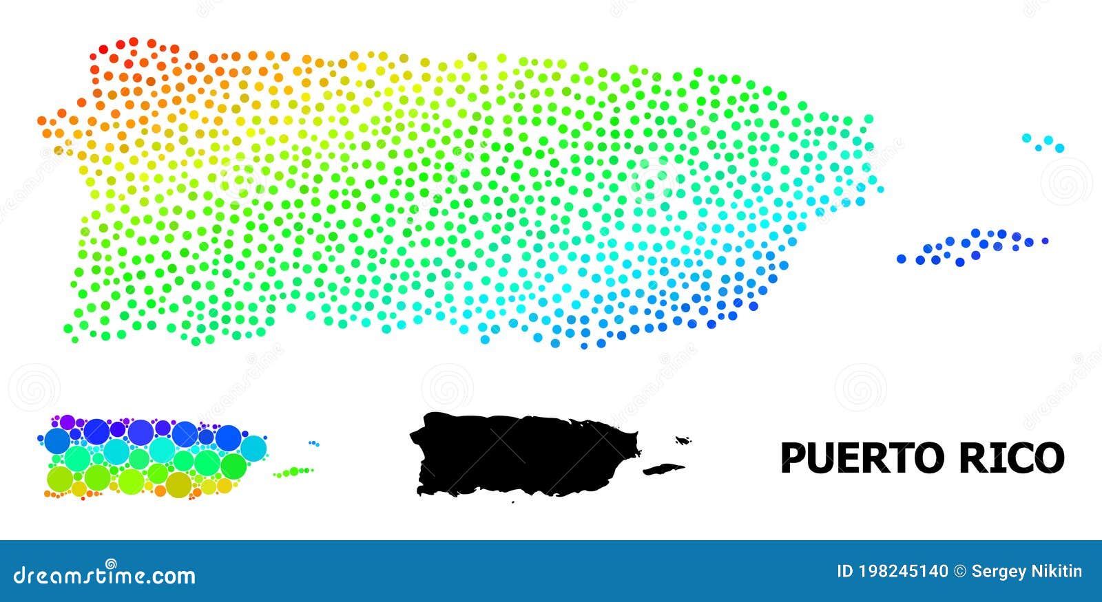 Vector Spectrum Gradient Pixelated Map of Puerto Rico Stock Vector ...