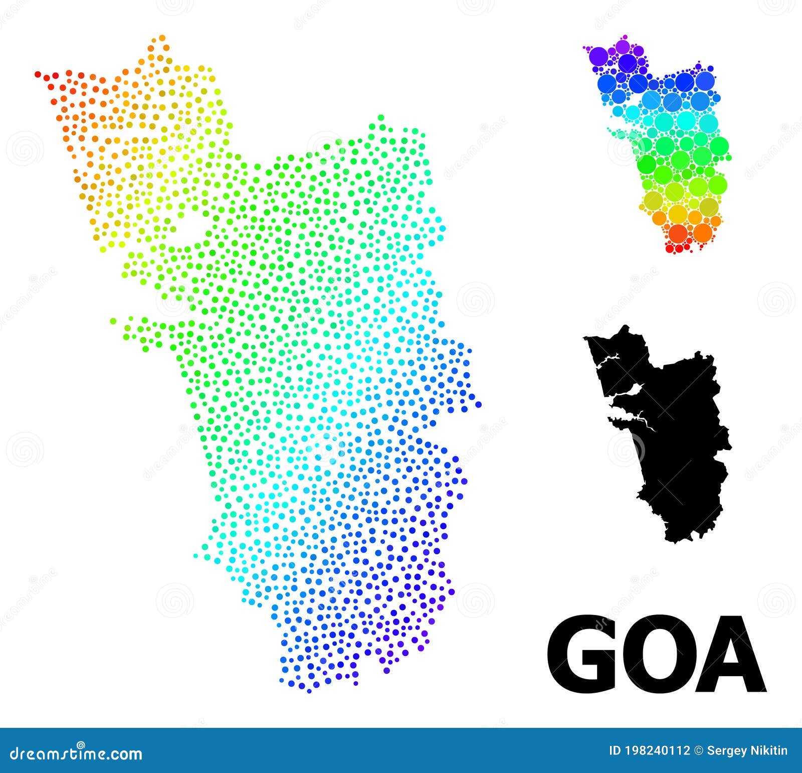 Vector Spectrum Pixel Map of Goa State Stock Vector - Illustration of ...