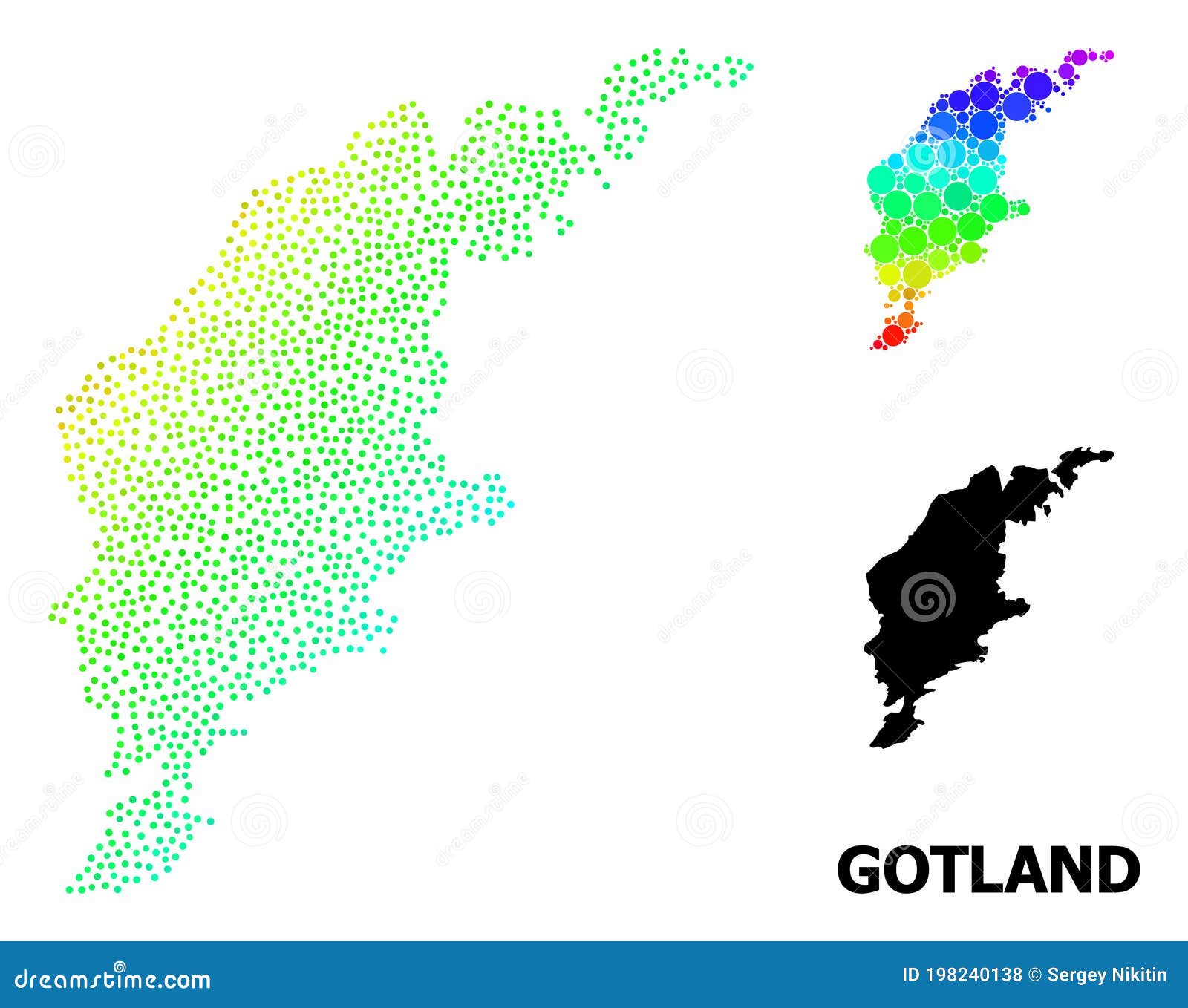 Vector Spectrum Pixelated Map of Gotland Island Stock Vector ...