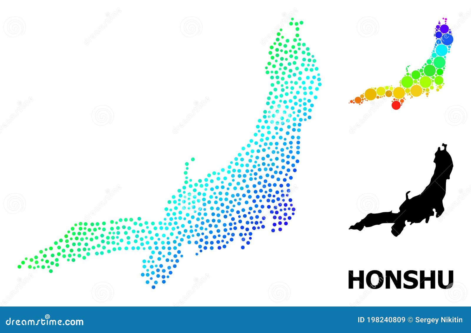 Net Map Of Honshu Island With Spectral Gradient Vector Illustration ...