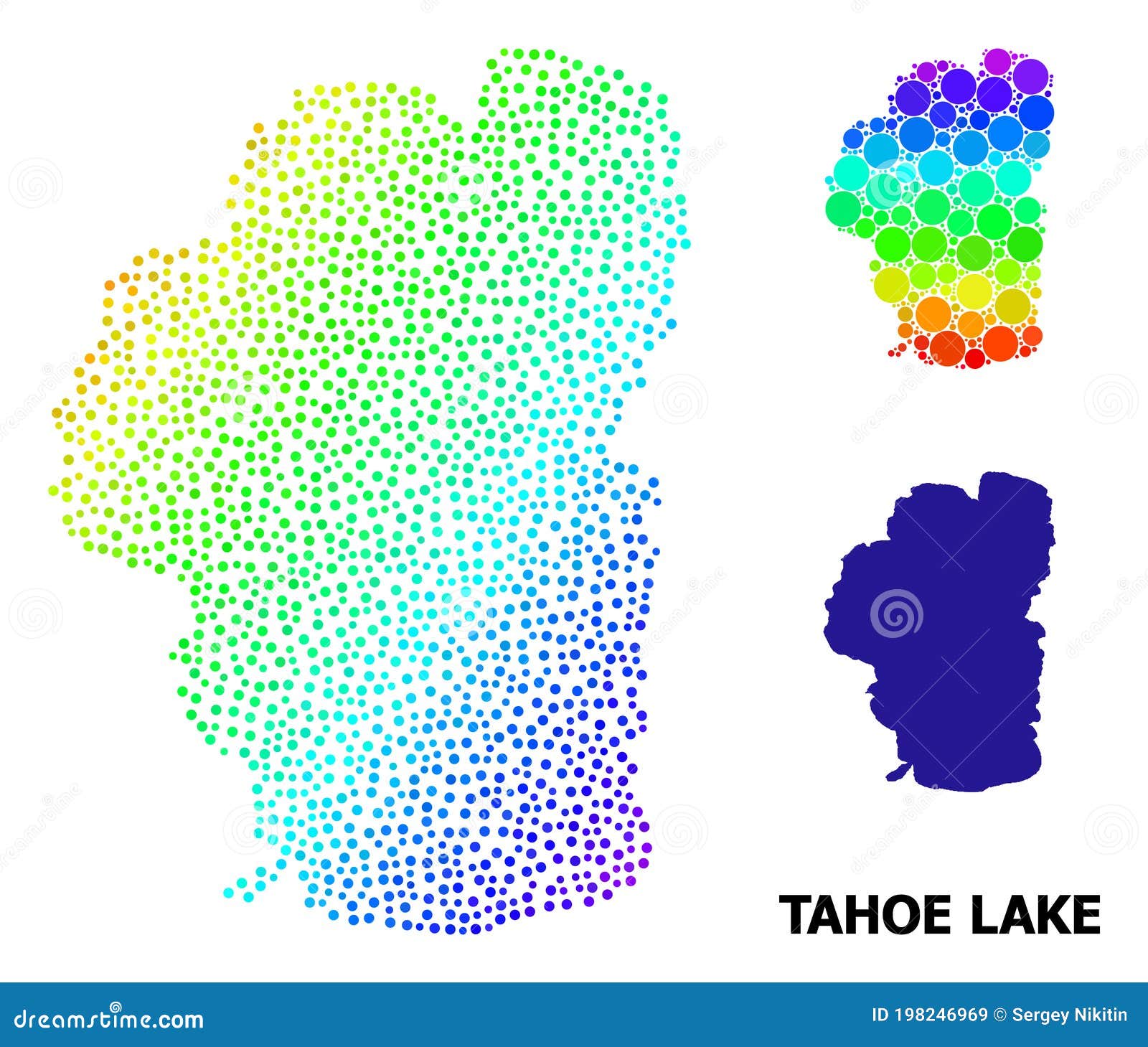 Vector Spectrum Pixelated Map of Tahoe Lake Stock Vector - Illustration ...