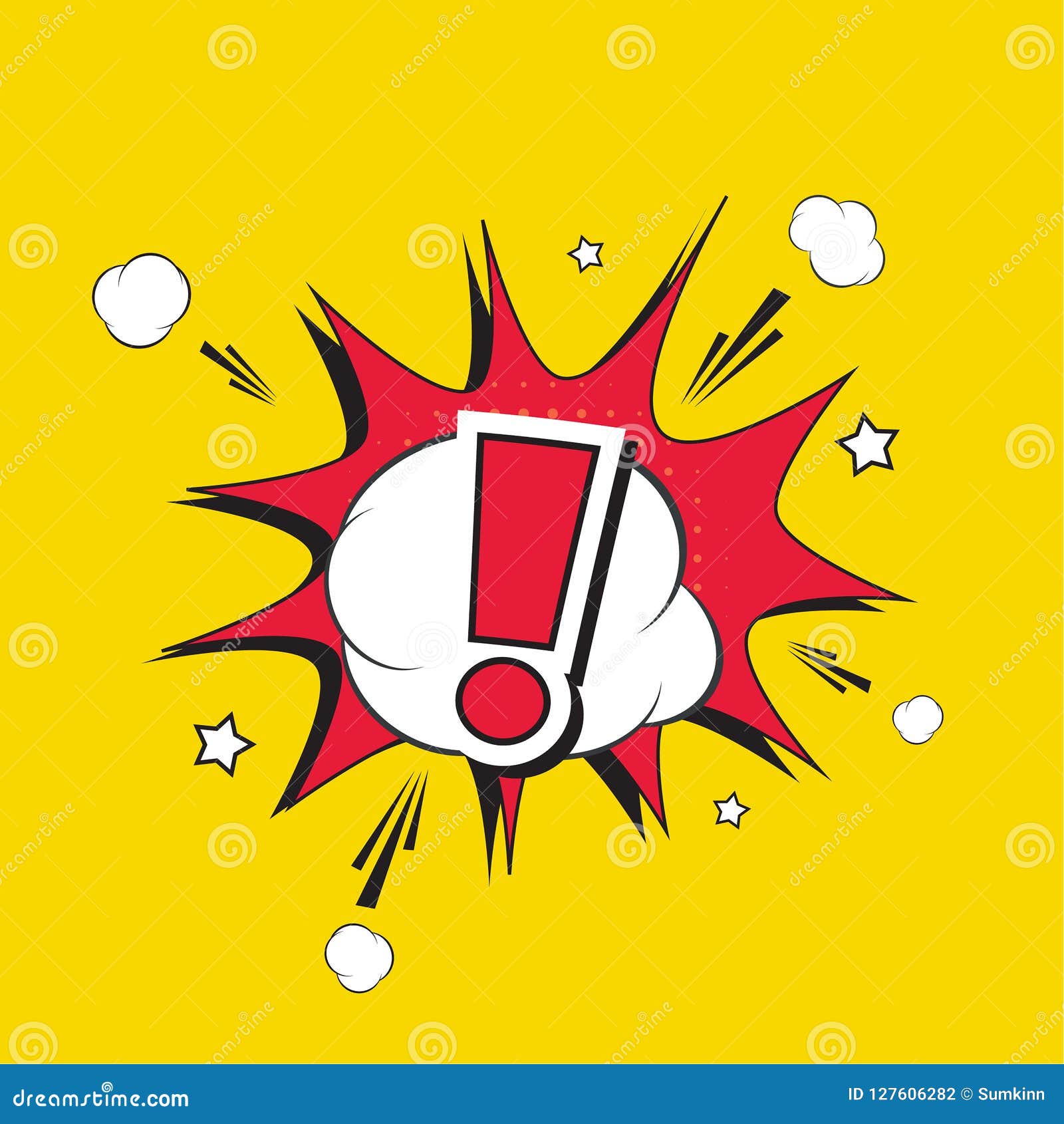 Exclamation mark icon. stock vector. Illustration of explosion - 127606282