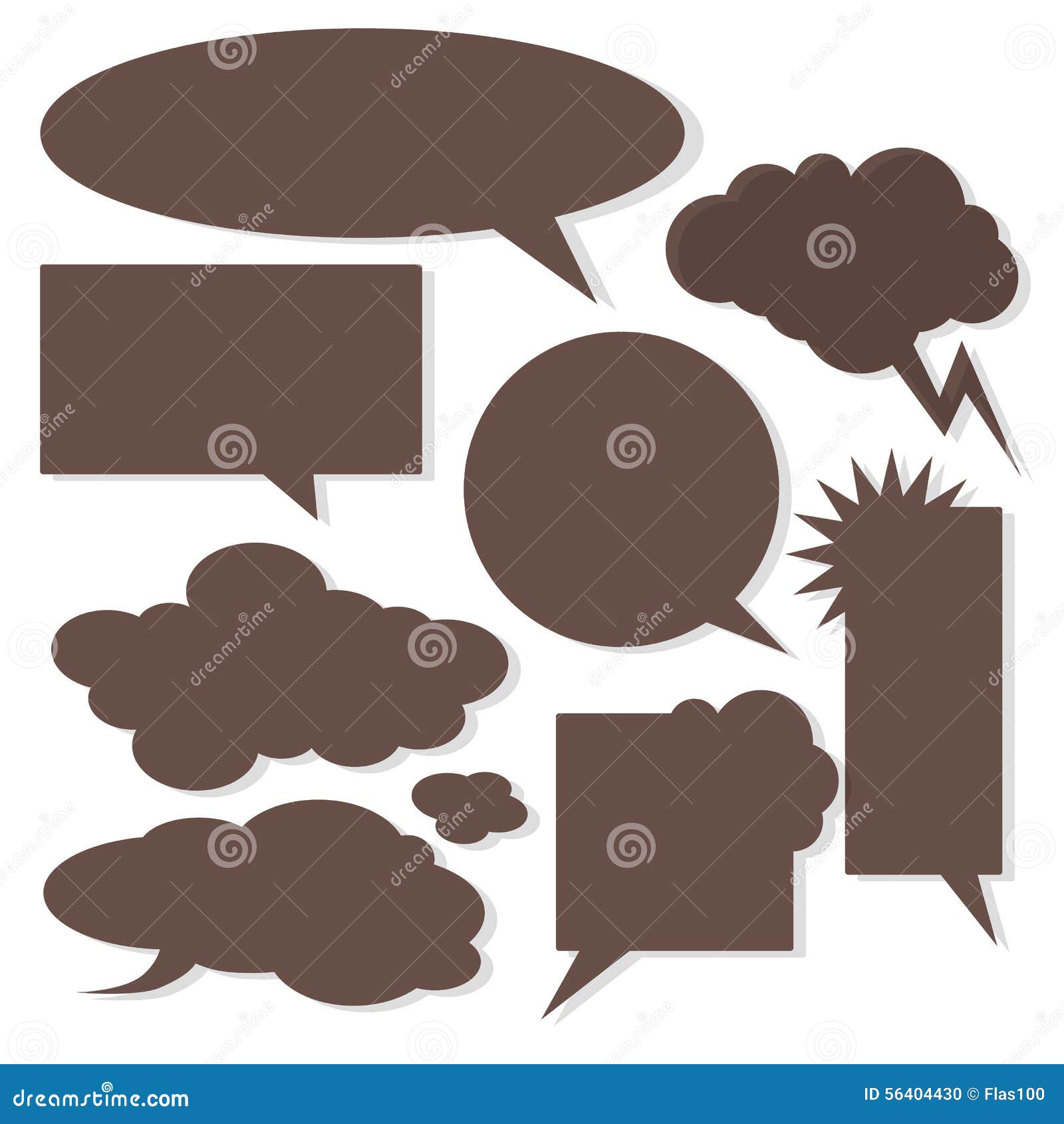 Vector Speech Bubbles with Shadow Like Clouds on Stock Photo - Image of ...