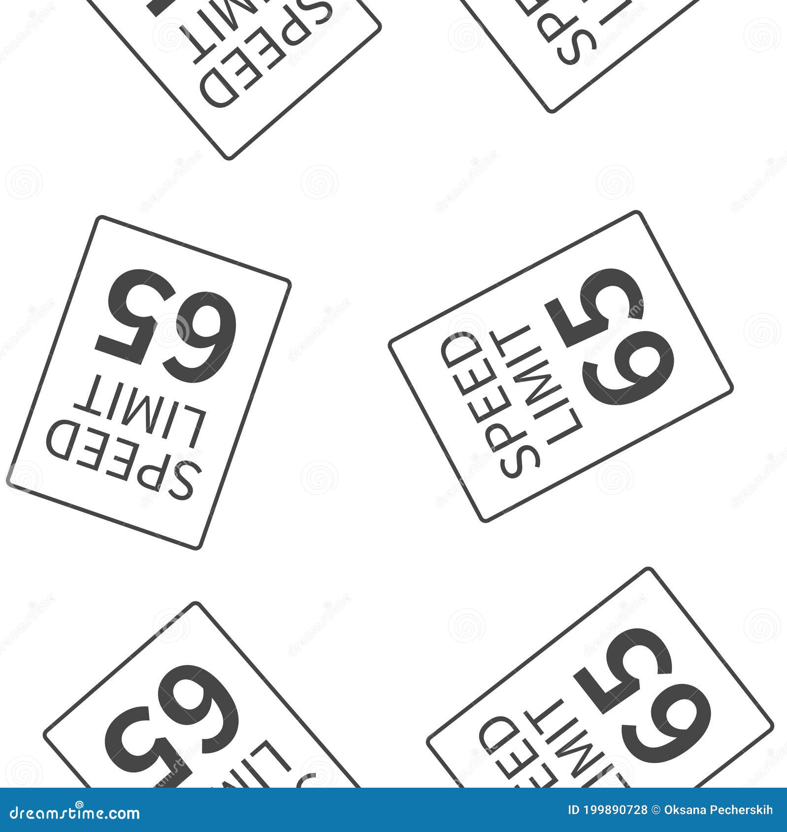 Vector Speed Limit 65 Mph Seamless Pattern on a White Background Stock ...