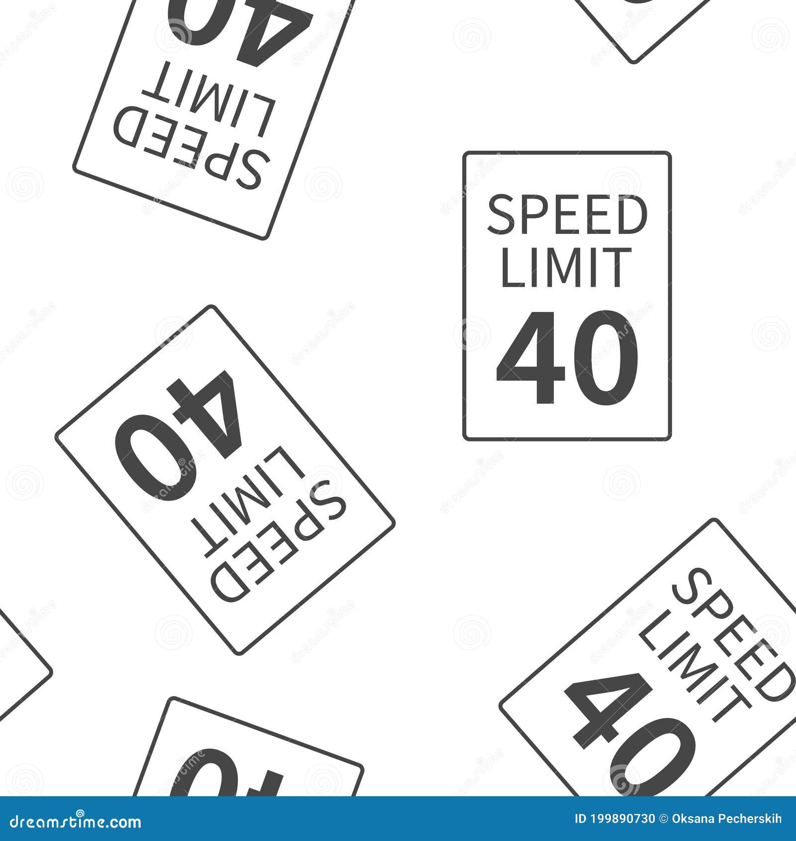 Vector Speed Limit 40 Mph Seamless Pattern on a White Background Stock ...