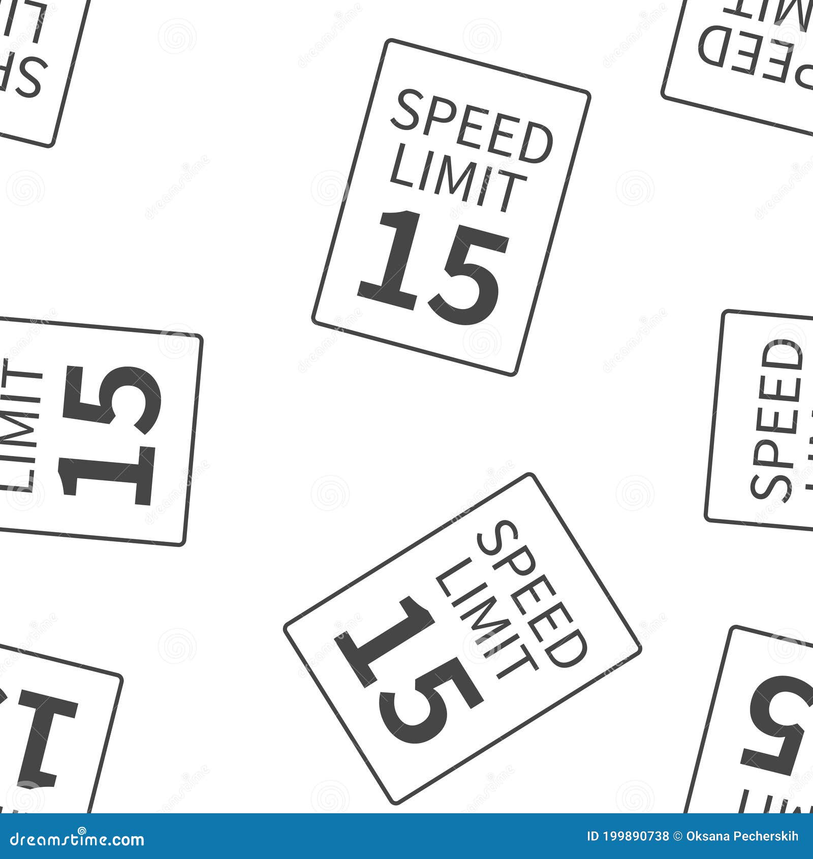 Vector Speed Limit 15 Mph Seamless Pattern on a White Background Stock ...