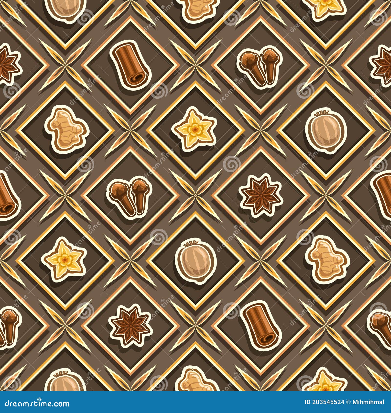 Vector Spice Seamless Pattern Stock Vector - Illustration of diamond ...