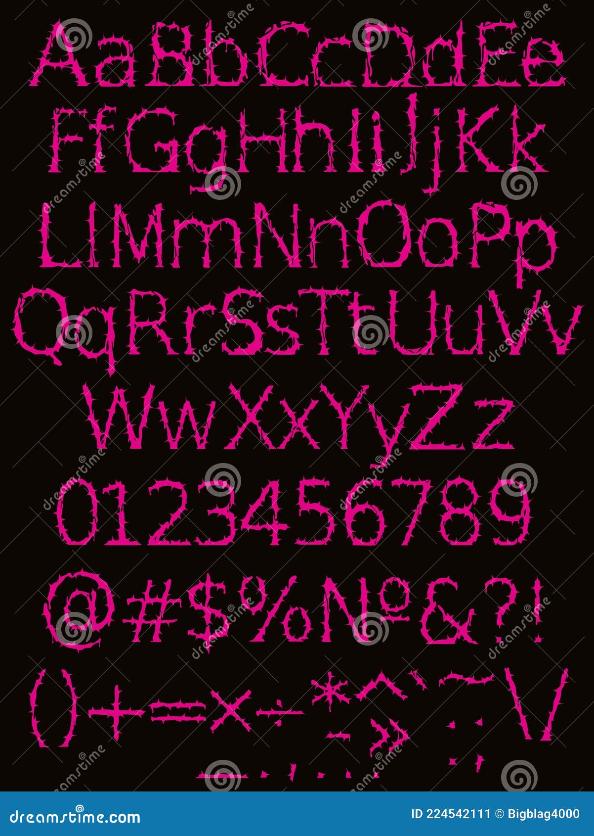 Vector Spiked Alphabet.Art Font. Stock Illustration - Illustration of ...