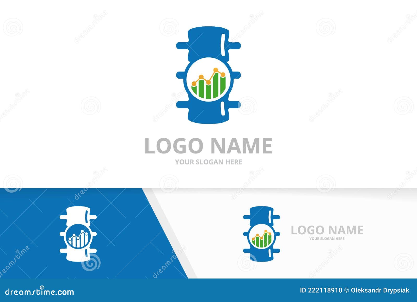 Vector Spine and Graph Logo Combination. Vertebral Column and Diagram ...