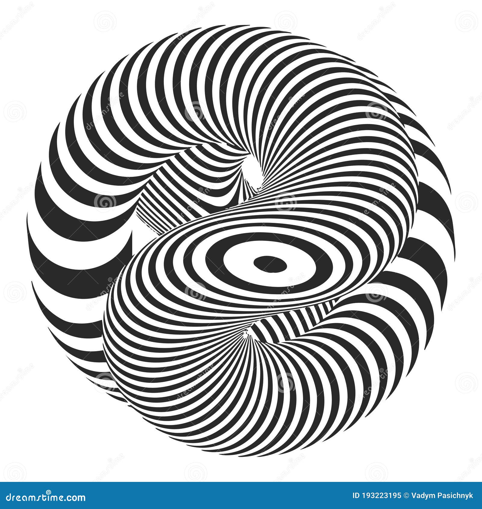 Vector Spiral Diagonal Swirls Sphere with Optical Illusion Effect ...