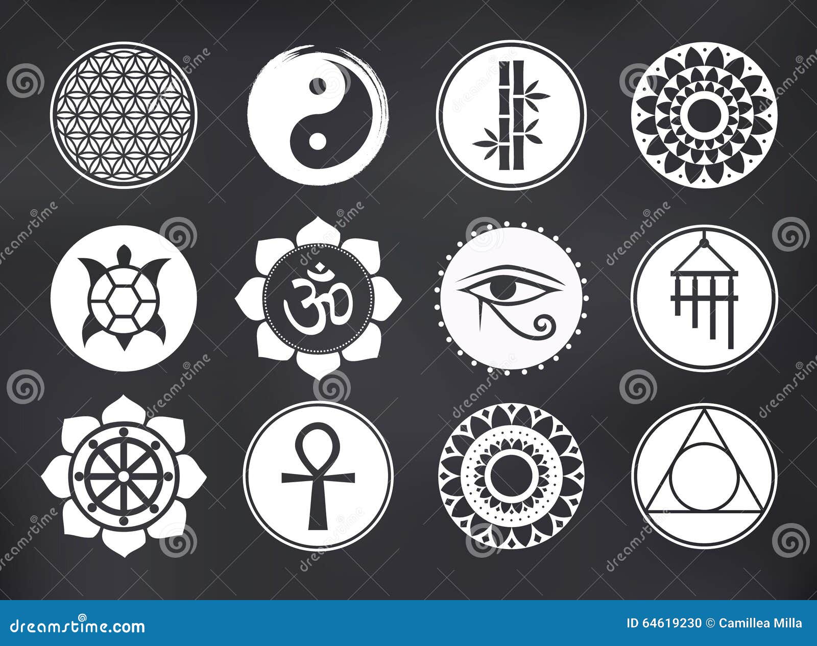 Vector Spiritual Icons Set on Blackboard Stock Vector - Illustration of ...