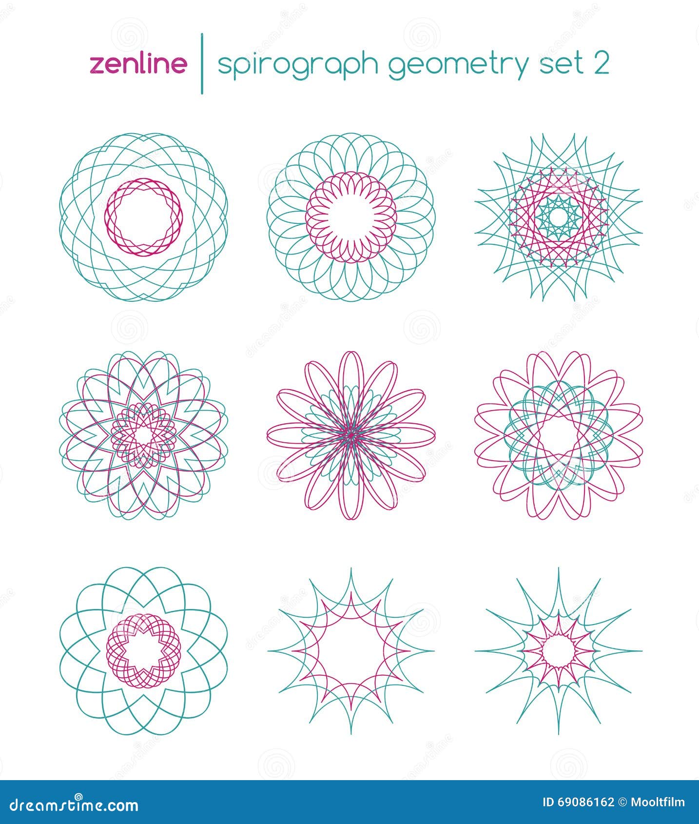 Vector spirograph symbols stock vector. Illustration of label - 69086162