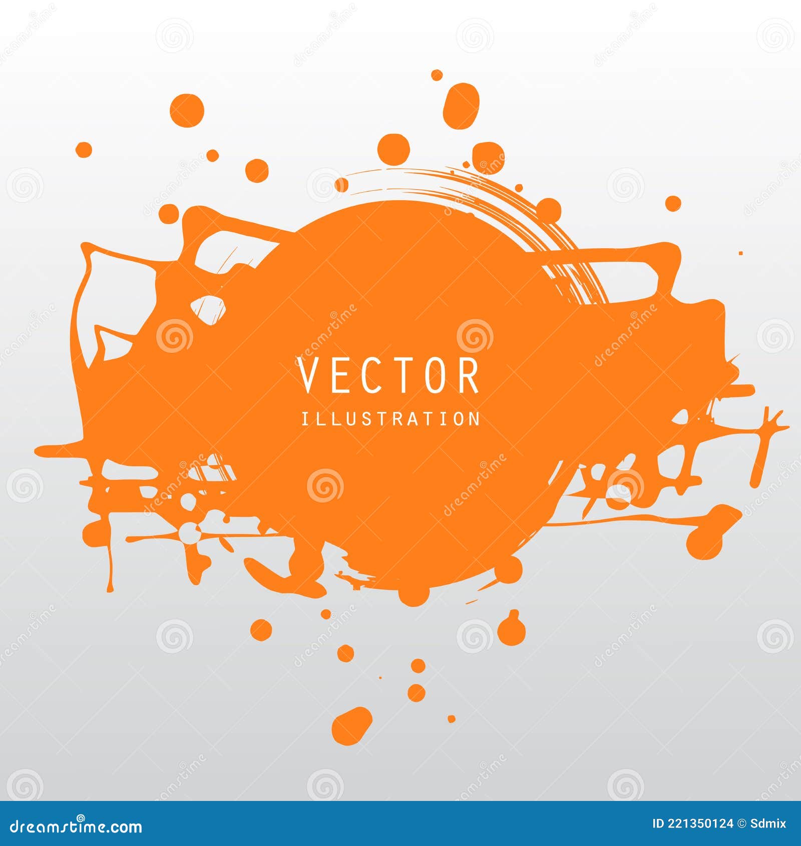 Vector Splats Splashes and Blobs of Orange Ink Paint in Different ...