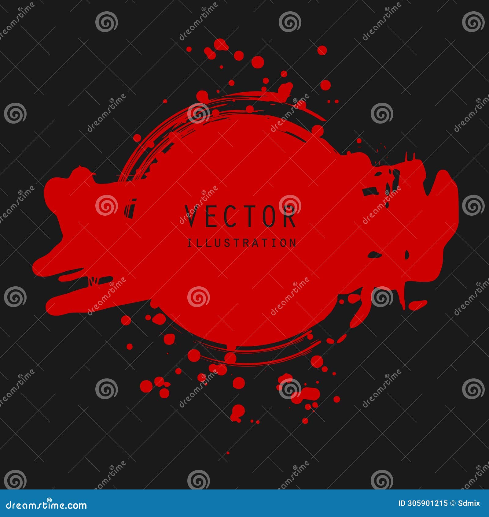 Vector Splats Splashes and Blobs of Red Ink Paint in Different Shapes ...