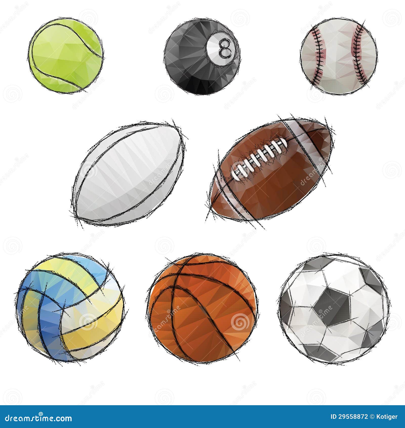 Vector Sport Balls Sketch Icon Set Stock Vector - Illustration of ...