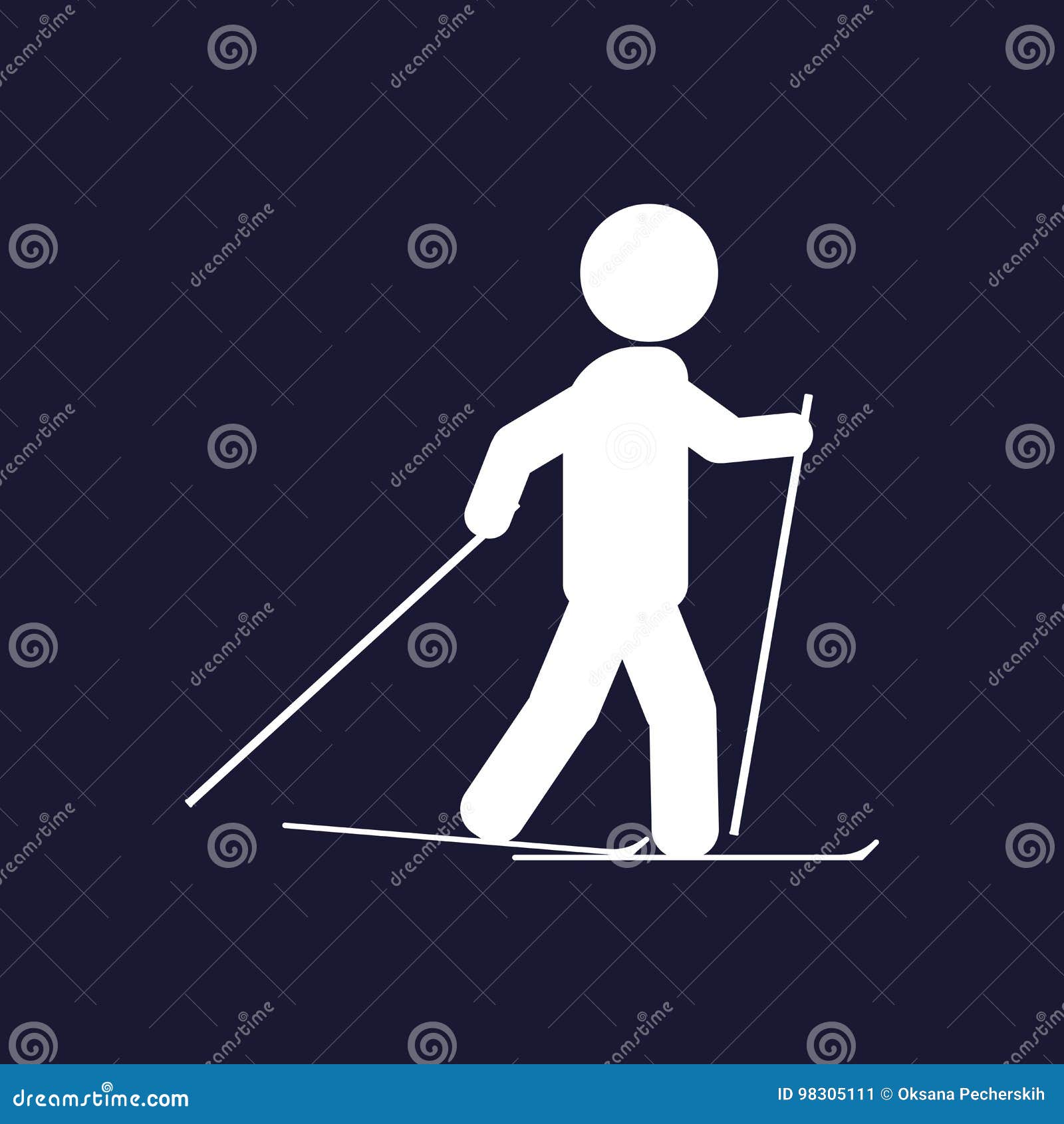Vector Sport Icon. Skier Icon on White Background. White Vector Stock ...