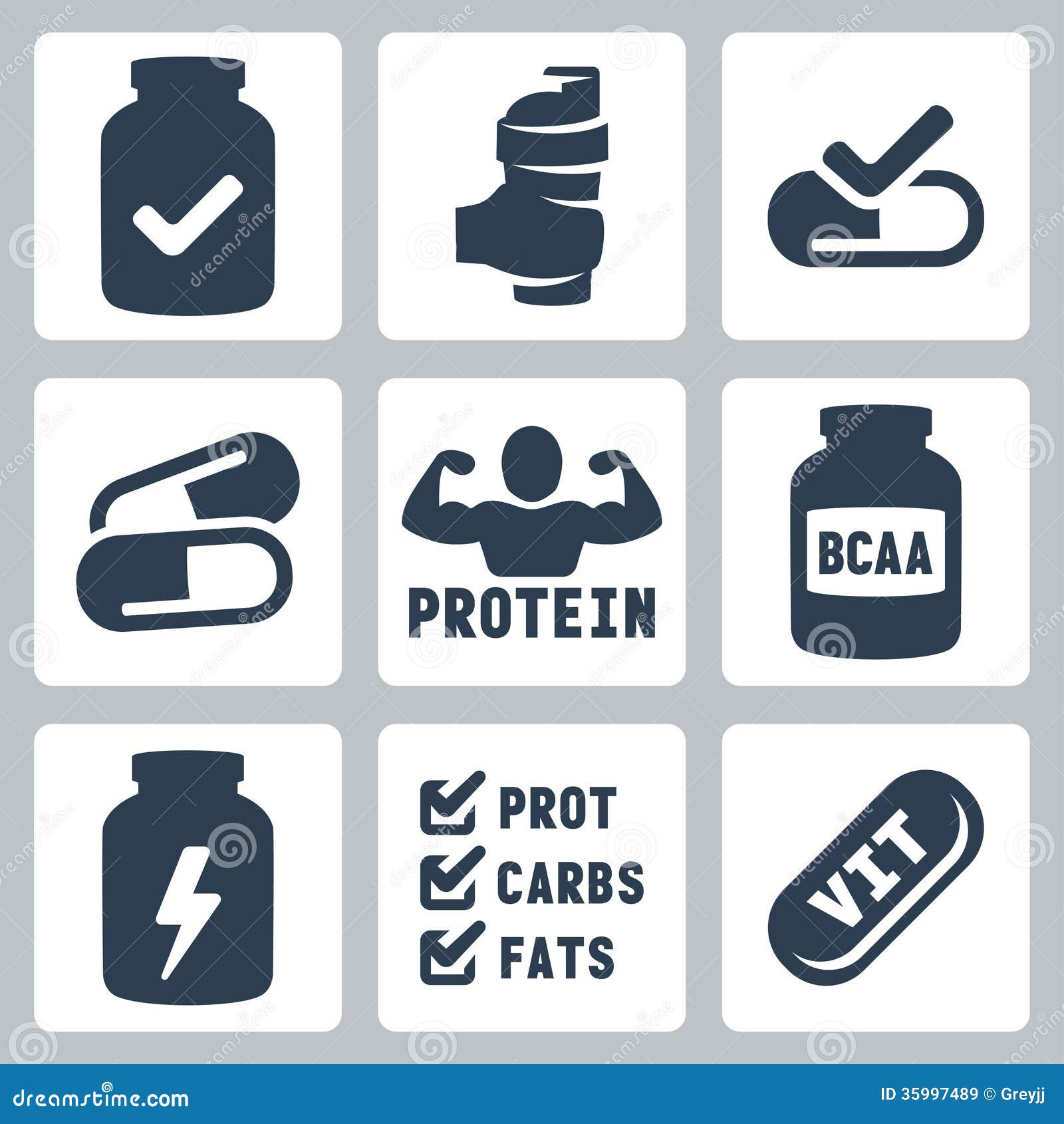 Vector Sport Supplements Icons Set Stock Vector - Illustration of ...
