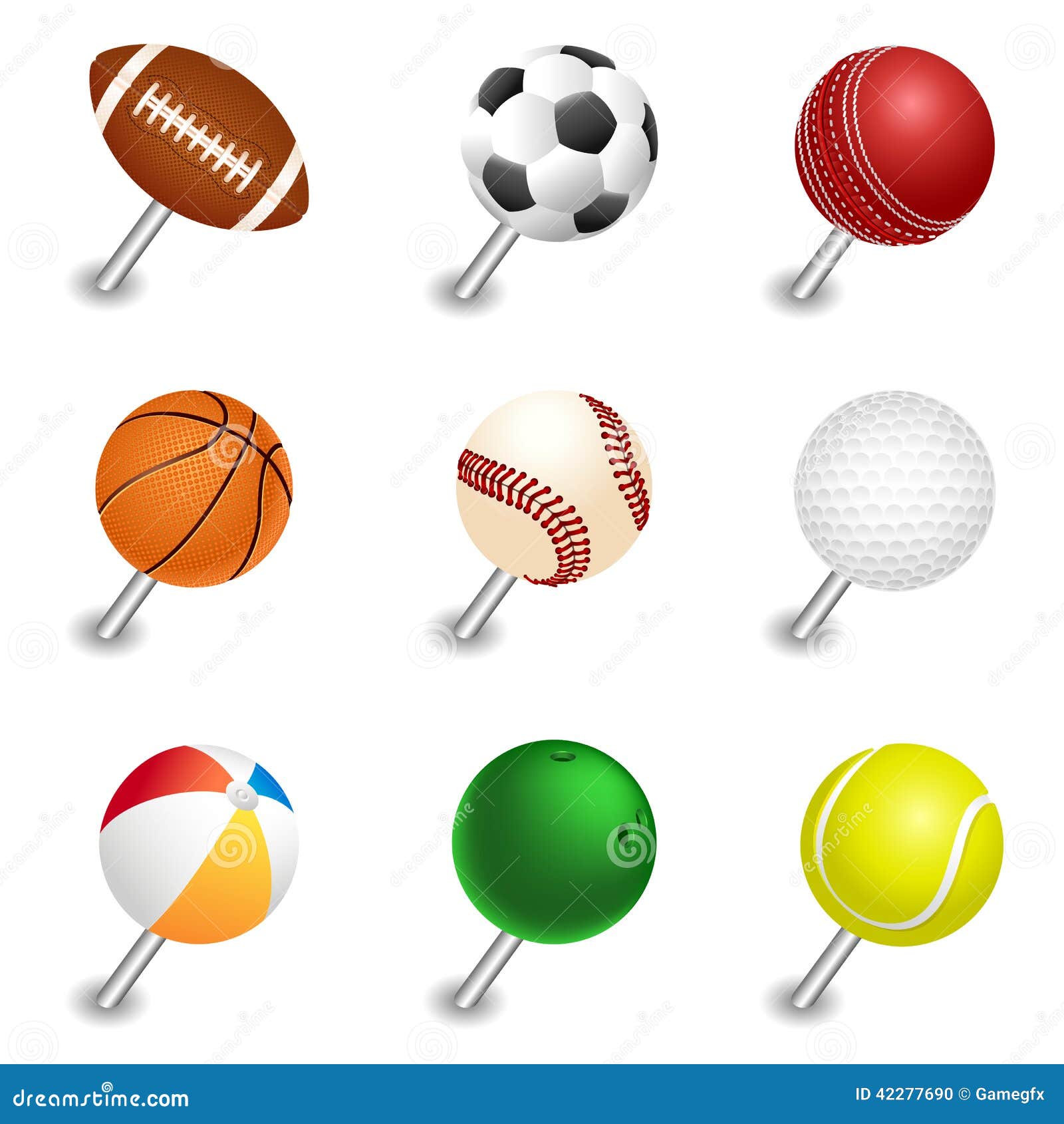 Vector Sports Ball Pointers, Push Pin Set Stock Vector - Illustration ...