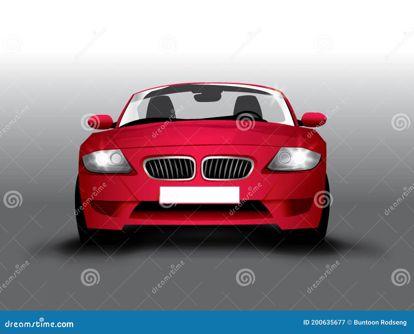 Vector Sports Red Car Front View Stock Illustration - Illustration of ...
