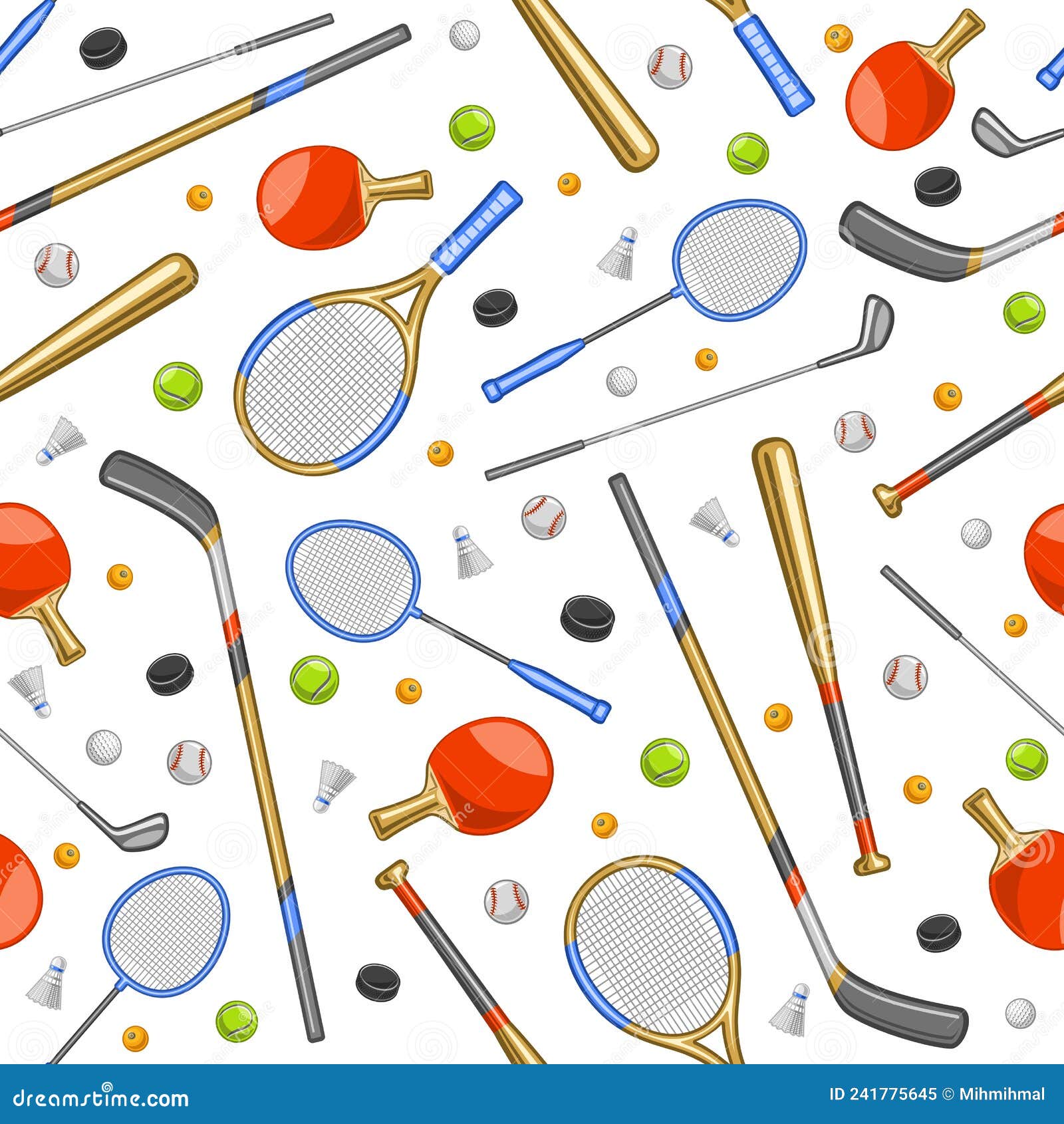 Vector Sports Seamless Pattern Stock Vector - Illustration of badminton ...