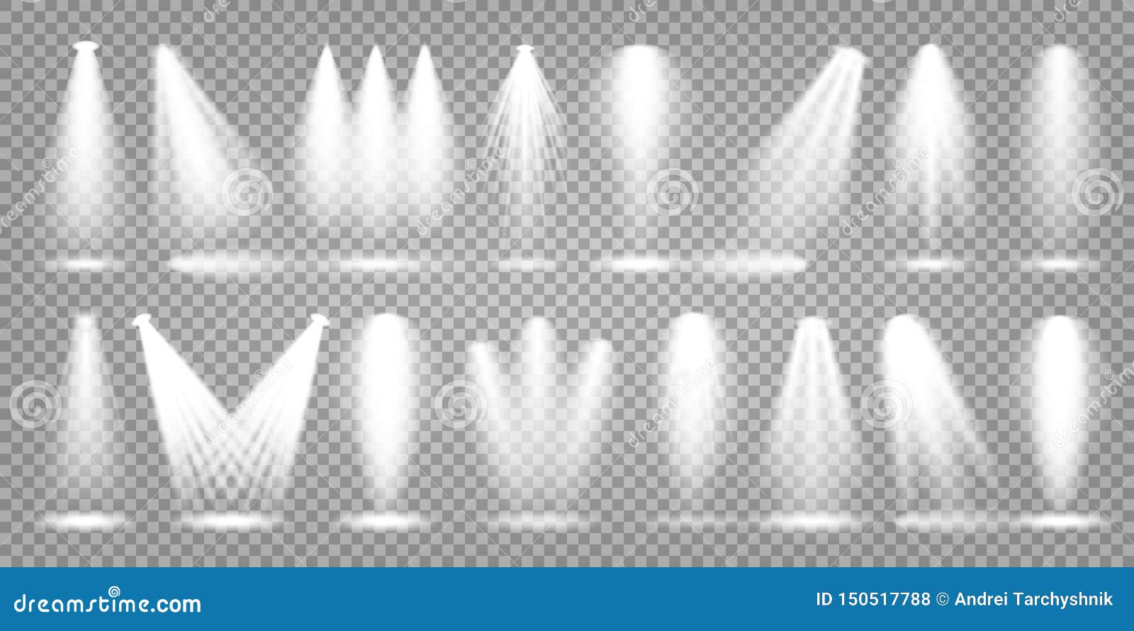 Vector Spotlight Set. Bright Light Beam. Transparent Realistic Effect ...