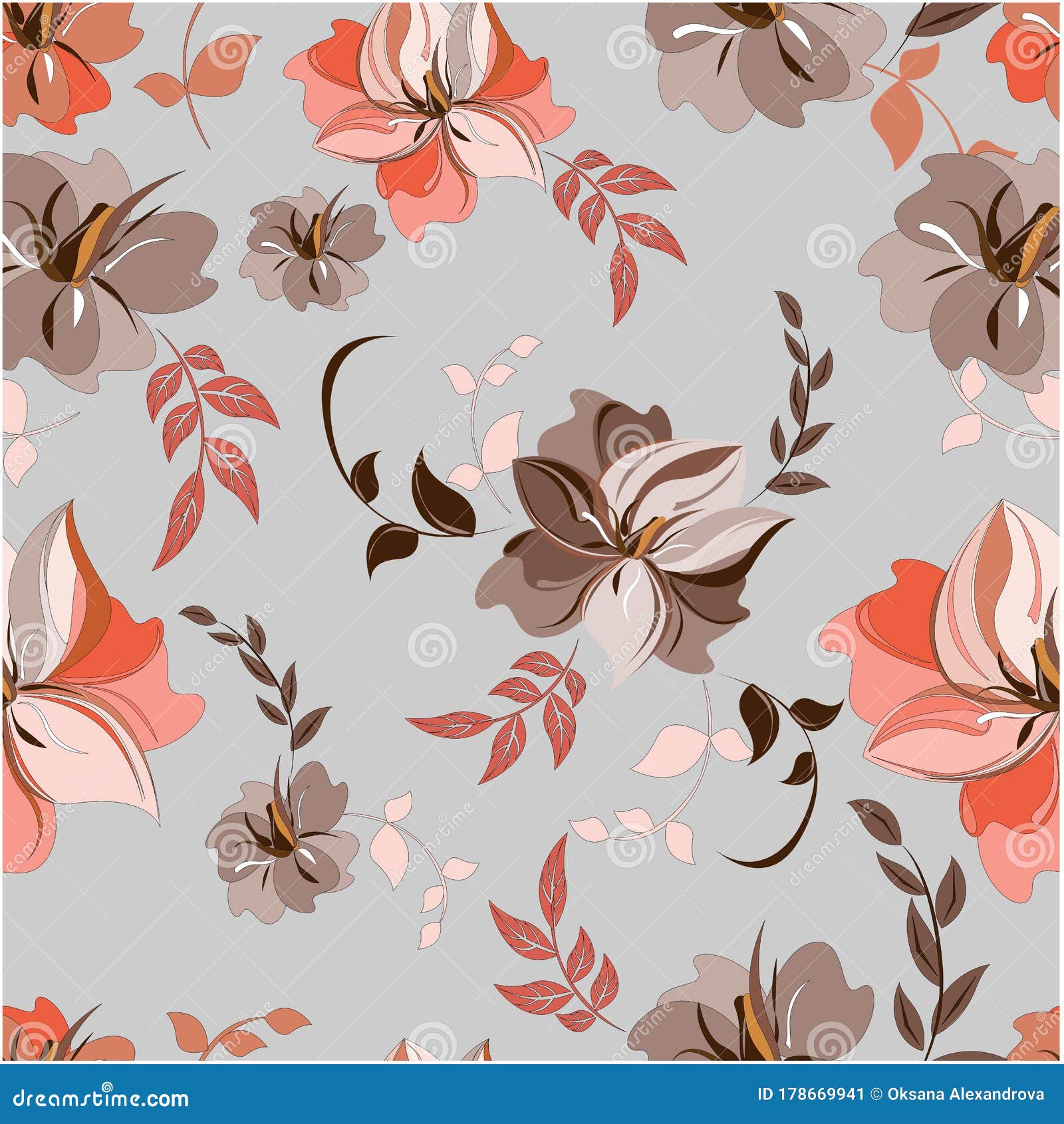 Vector Spring Abstract Background Flowers Seamless Pattern Stock Vector ...