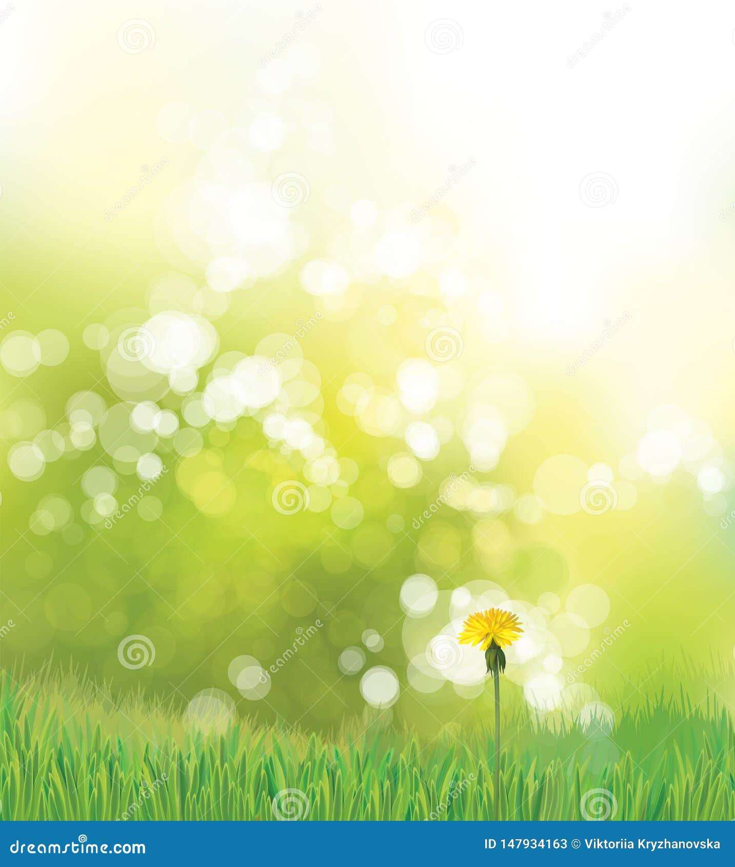 Vector Spring Background with Yellow Dandelion. Stock Vector ...