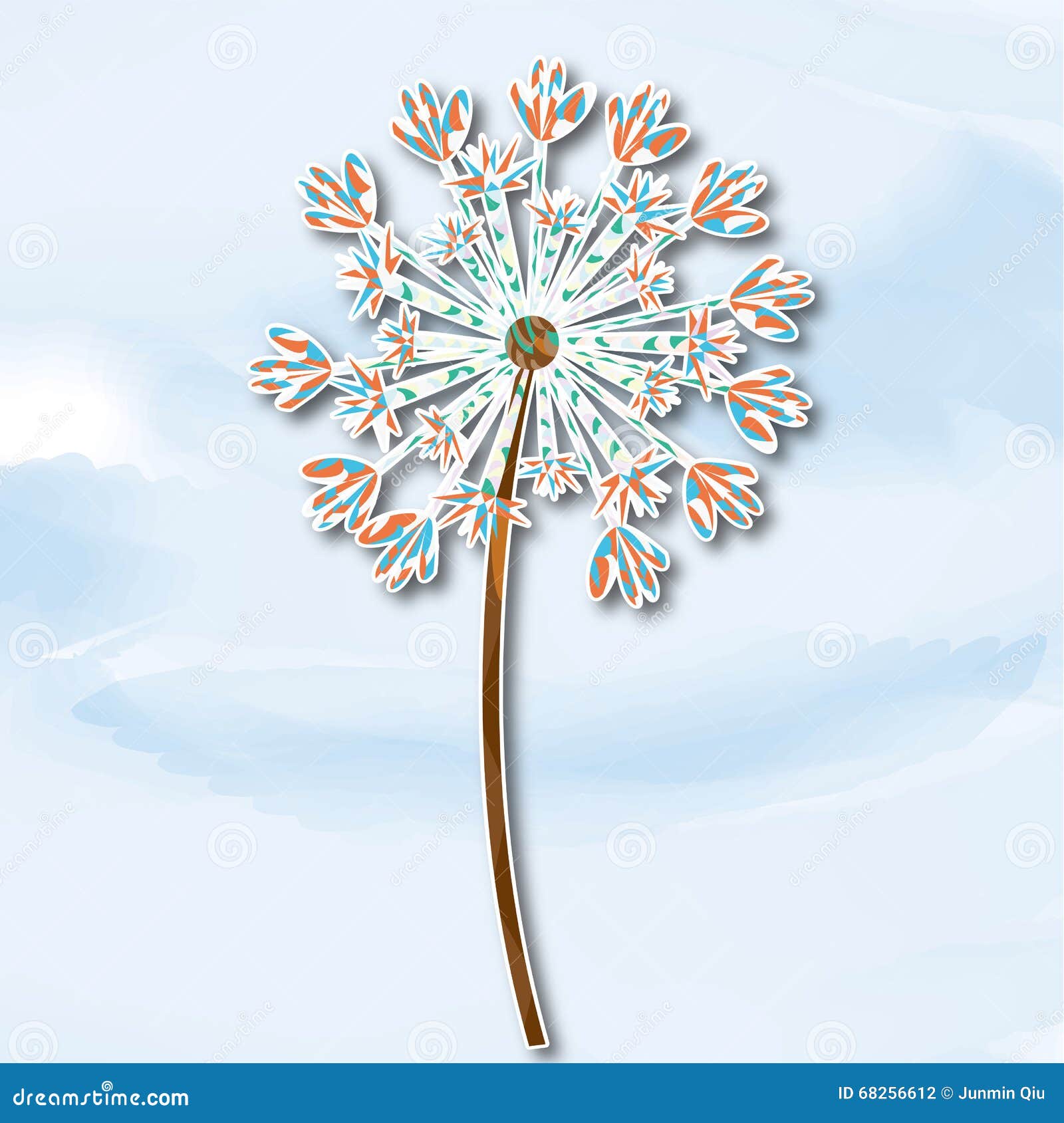 Vector Spring Background with White Dandelions. Stock Vector ...