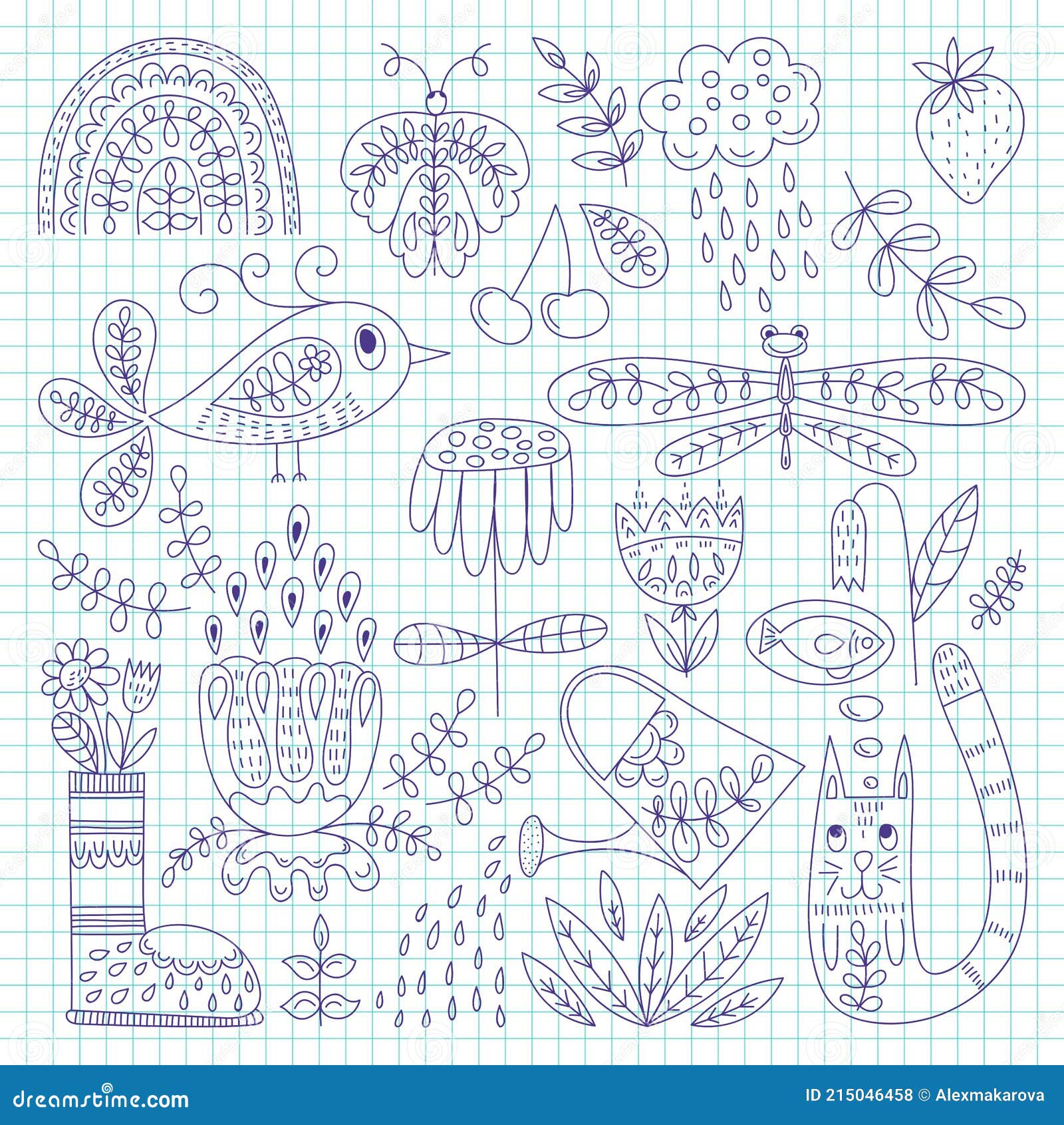 Set Of Spring Doodles. Beginning Of Spring Symbols. Imbolc Wiccan ...