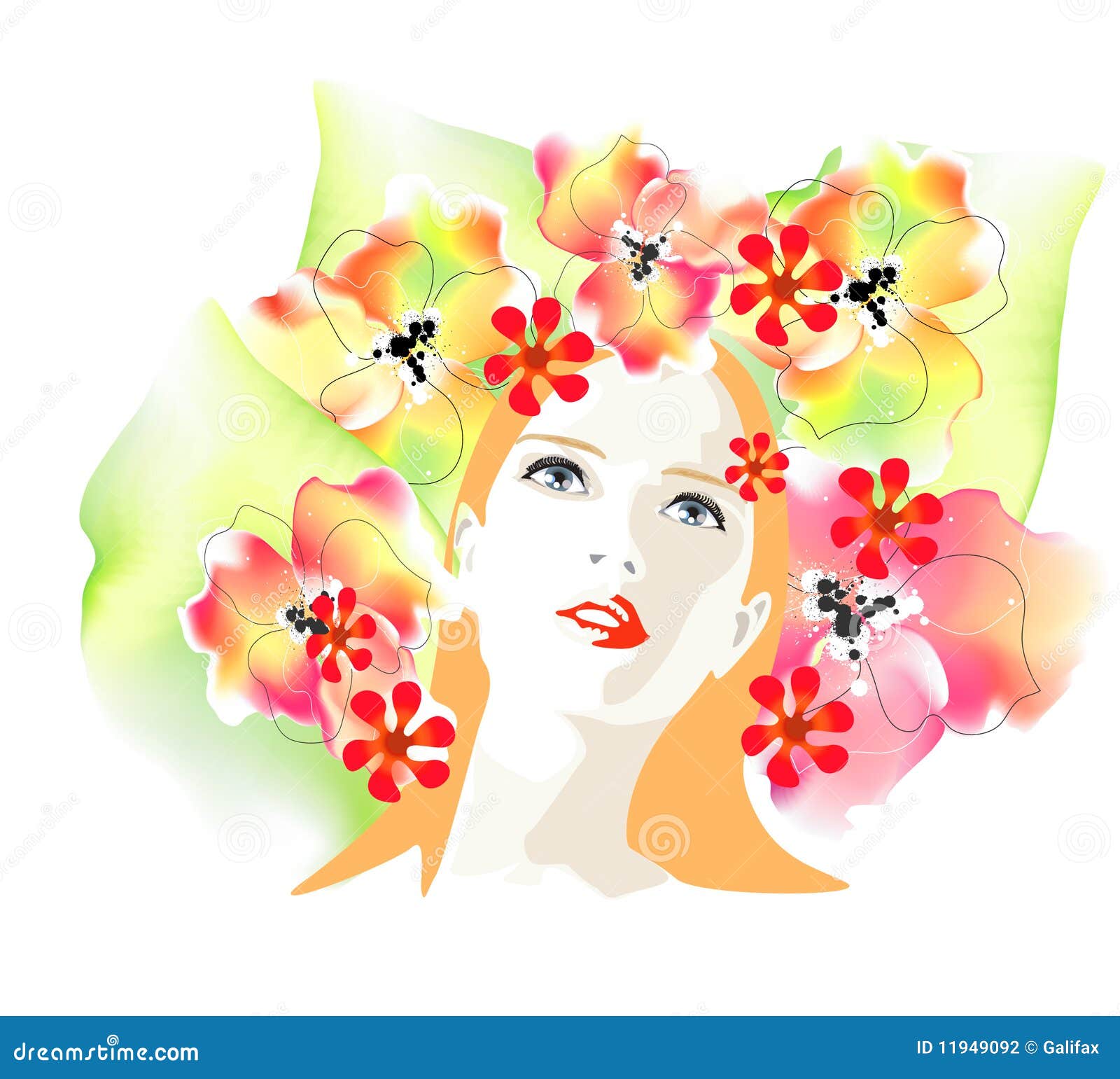 Vector spring girl stock illustration. Illustration of flora - 11949092