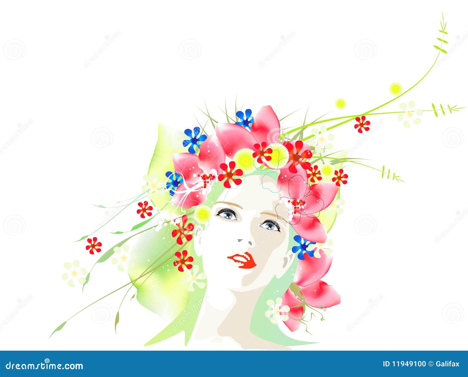 Vector spring girl stock vector. Illustration of beauty - 11949100