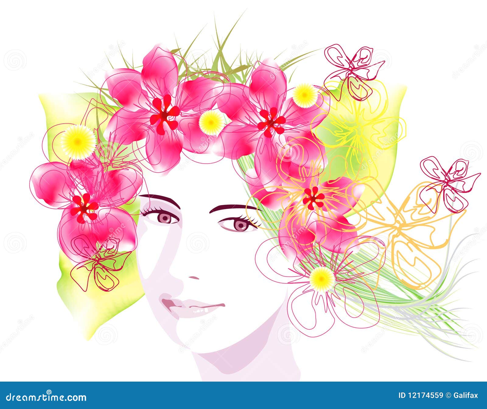 Vector spring girl stock vector. Illustration of beautiful - 12174559