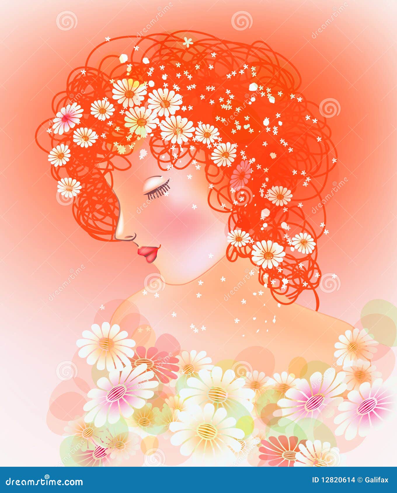 Vector spring girl stock illustration. Illustration of flower - 12820614