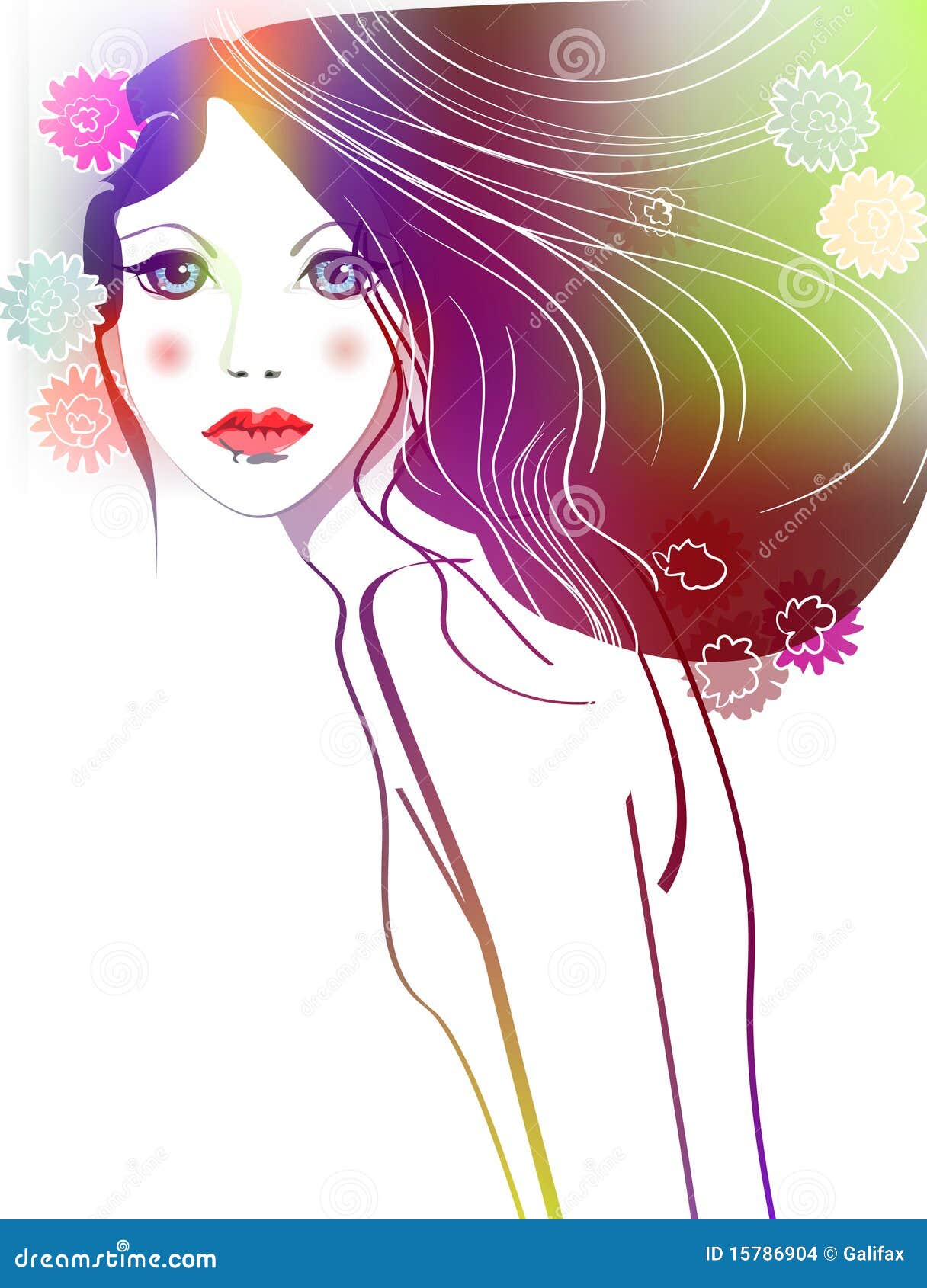 Vector spring girl stock illustration. Illustration of portrait - 15786904