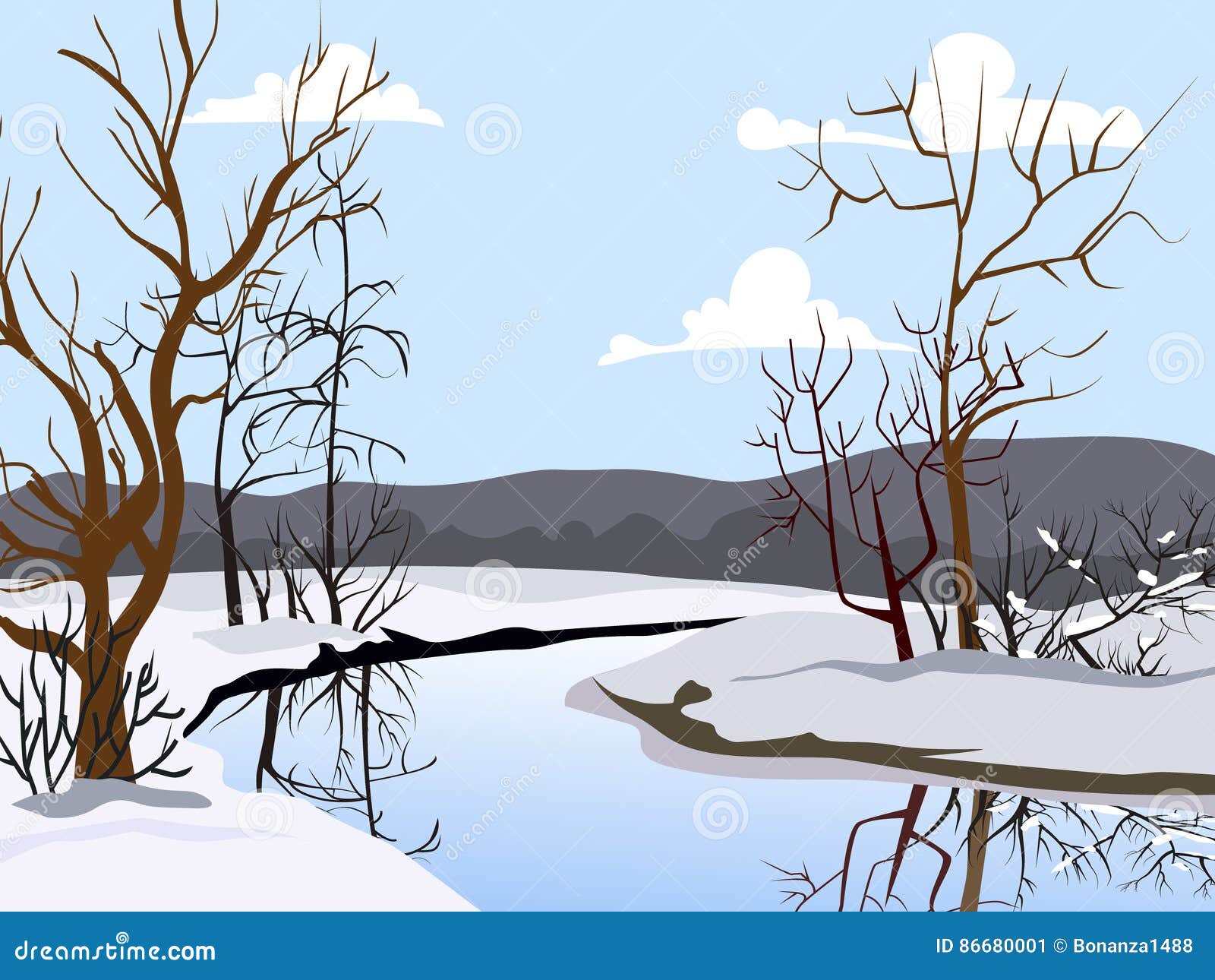 Vector Spring Landscape. Melting Snow Stock Vector - Illustration of ...