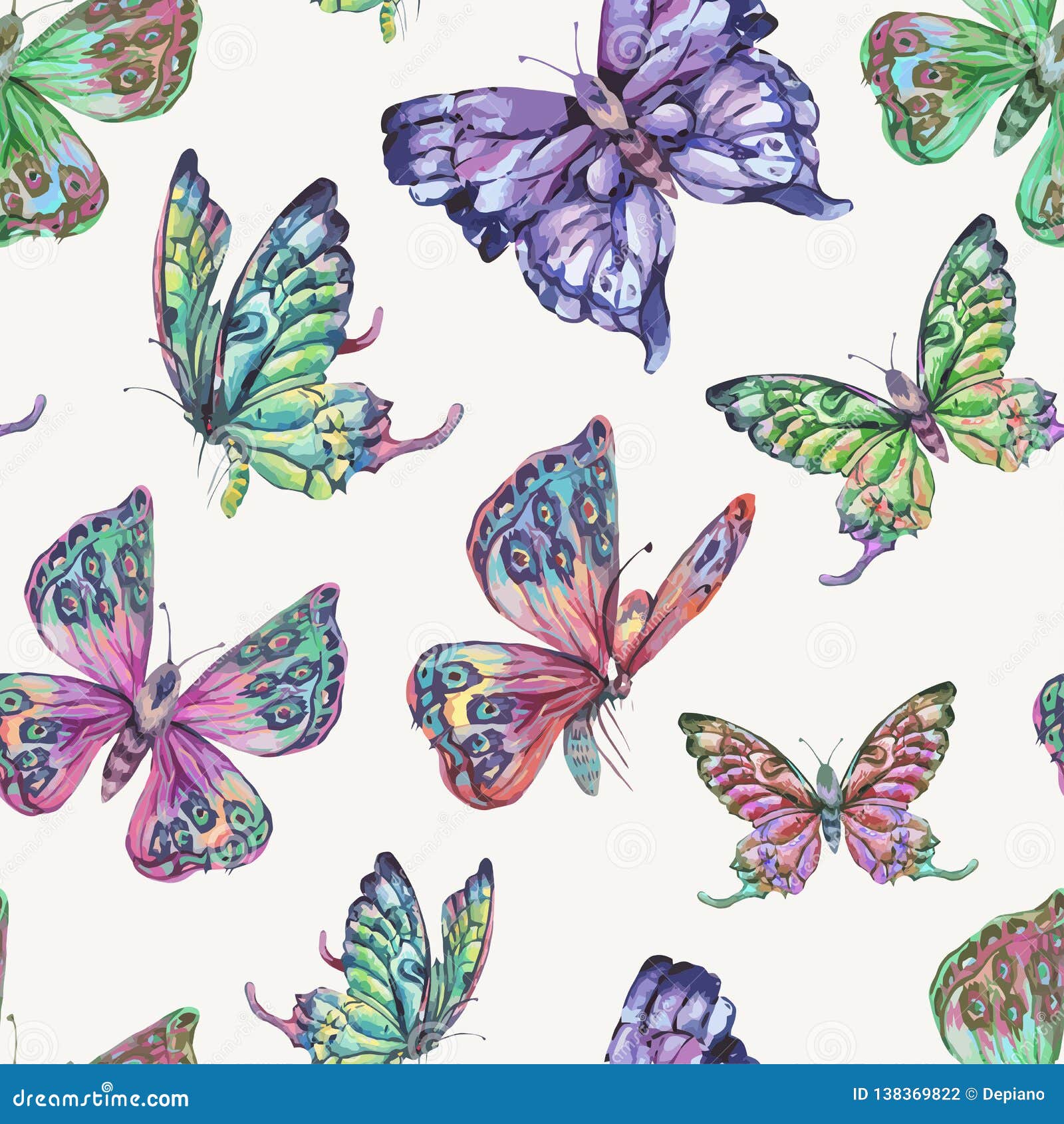 Vector Spring Natural Seamless Pattern with Butterflies Stock Vector ...