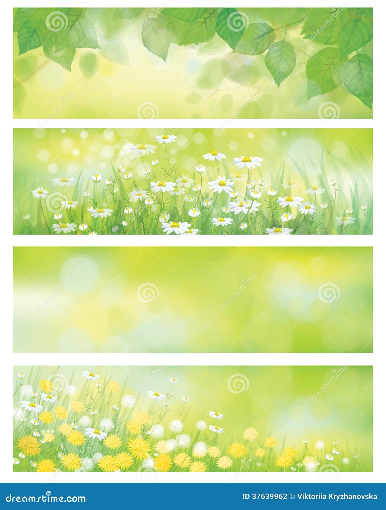 Vector Spring Nature Banners, Birch Tree Leaves, Stock Vector ...