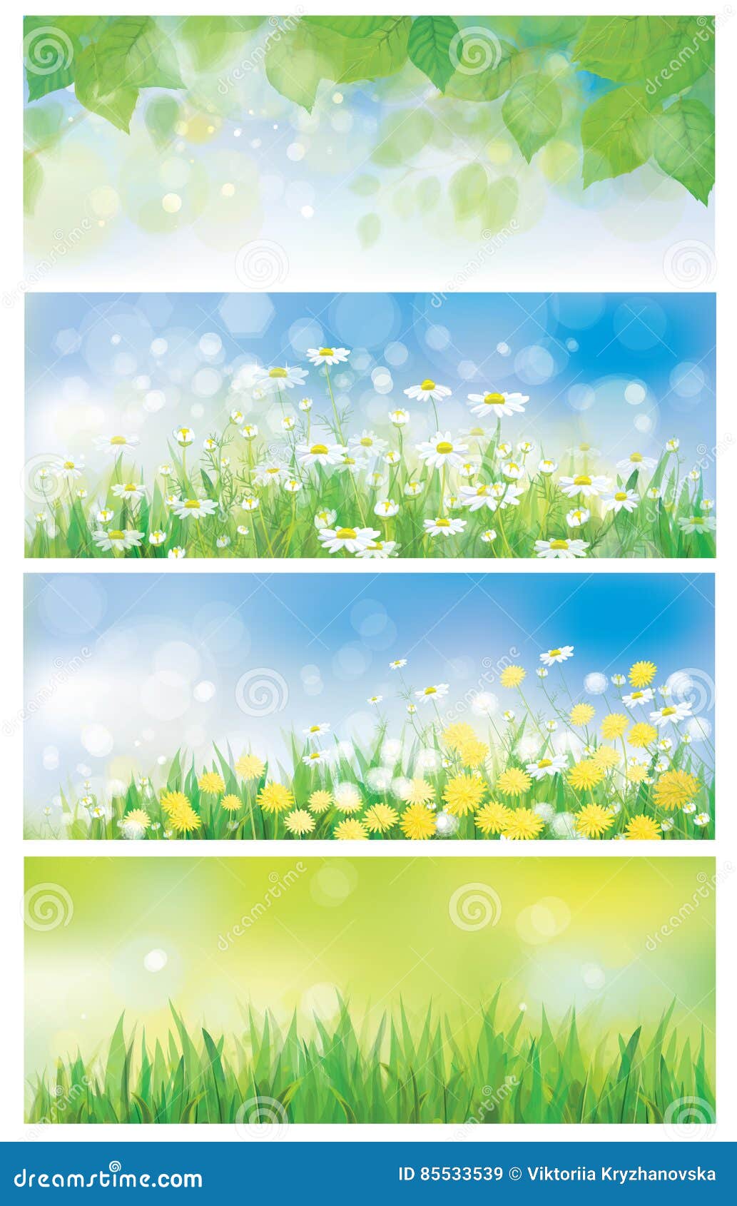 Vector Spring Nature Banners. Stock Vector - Illustration of background ...