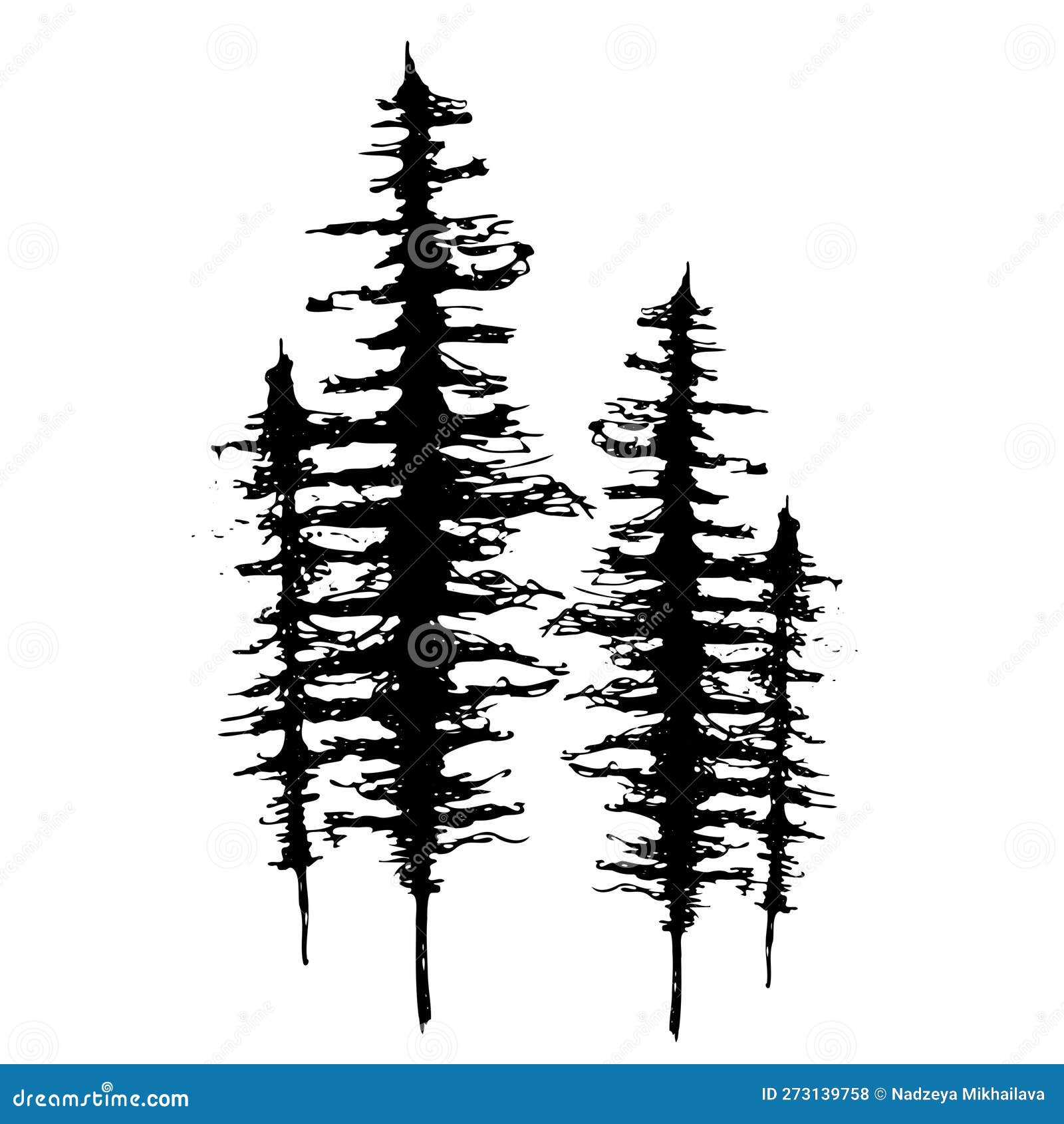 Vector Spruce Tree, Ink Plant Sketch, Hand Drawing Sketch Stock Vector ...